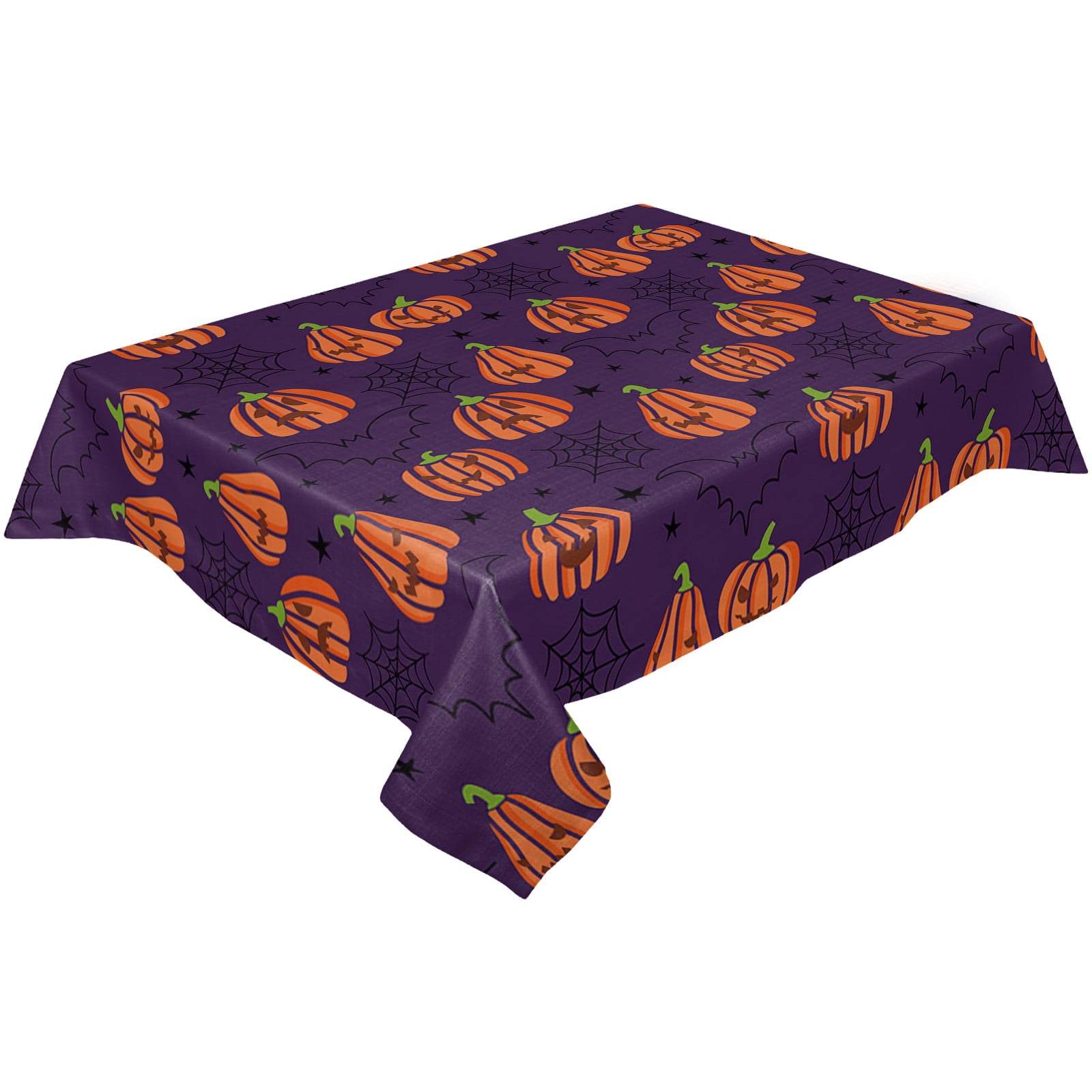 Halloween Pumpkin Castle Bat Witch Hat Purple Table Cloth Waterproof ...