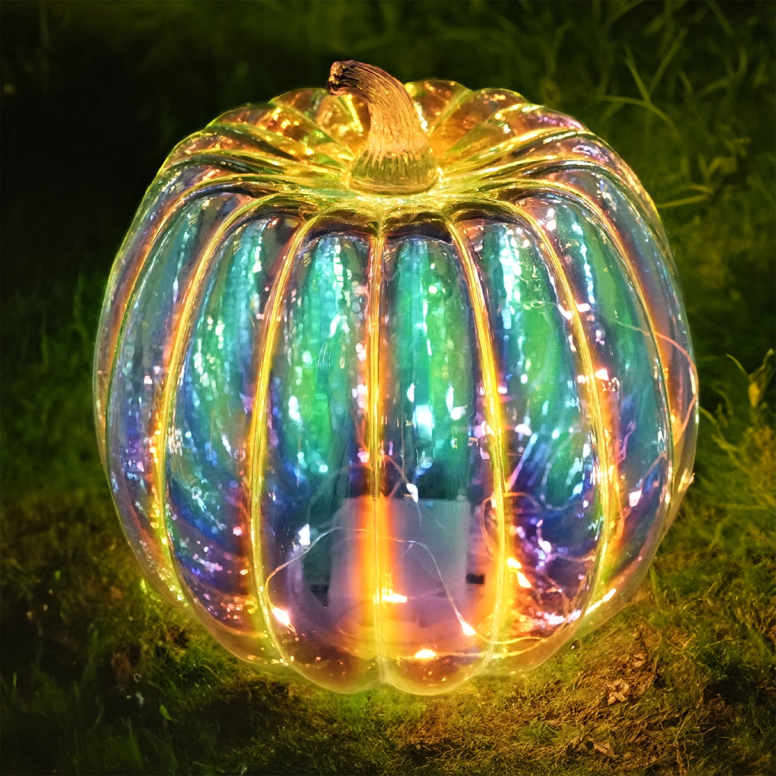 Halloween Pumpkin Decor Deals! Kabnic Glass Pumpkin Light with Timer ...