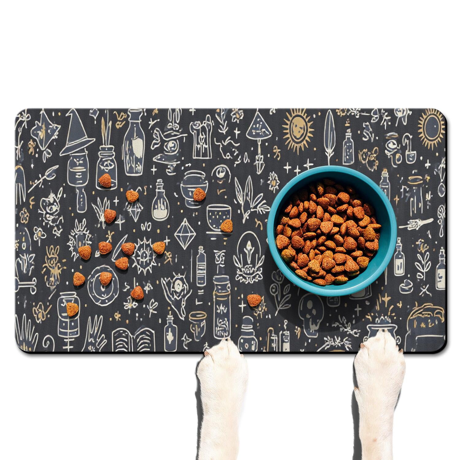 Halloween Pumpkin Dog Food Mats for Floors Absobing Durable 17x30 Inch ...