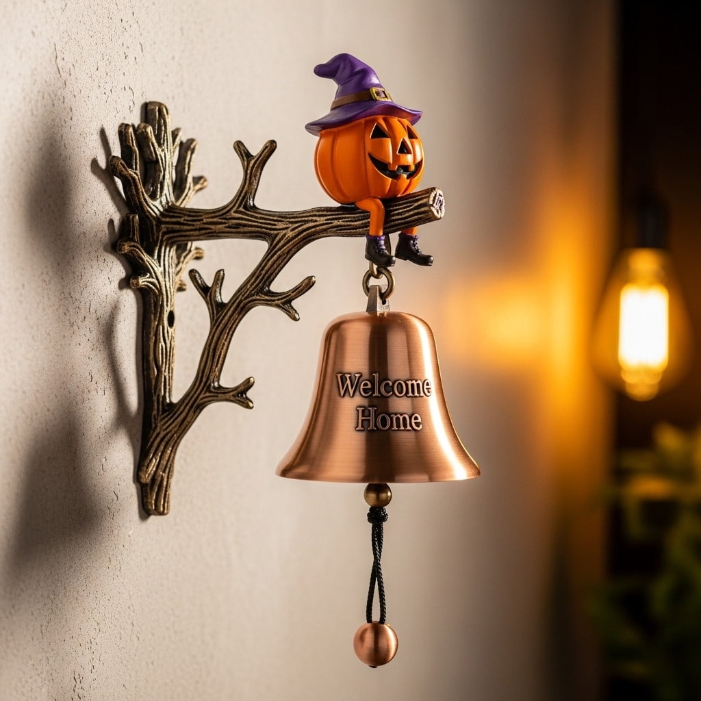 Halloween Pumpkin Doorbell Decoration | Wall-Mounted Spooky Welcome ...