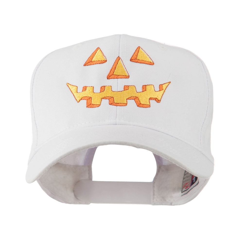 Halloween Pumpkin Face Embroidered Cap - White OSFM - Walmart.com