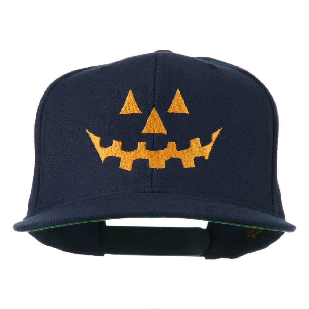 Halloween Pumpkin Face Embroidered Snapback Cap - Navy OSFM - Walmart.com