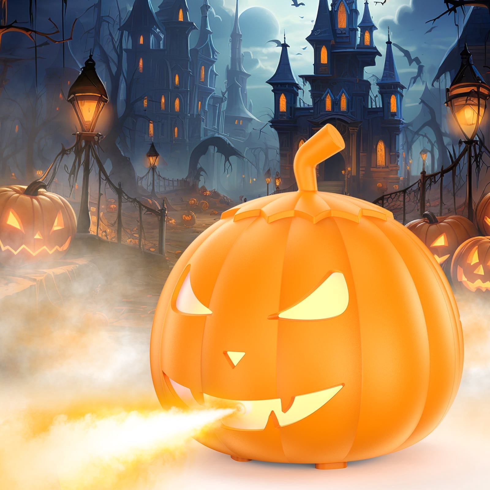 Halloween Pumpkin Fog Machine with Remote Control & 12 Color Lighting ...