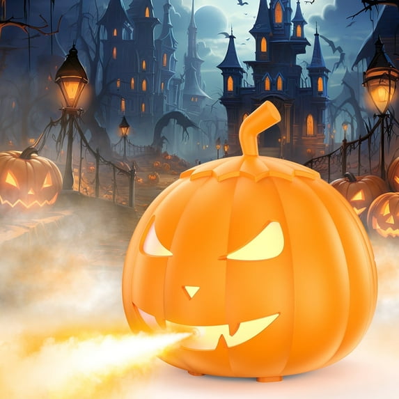 Halloween Fog Machine Pumpkin Shape 1000W with Remote Control & 12 ...