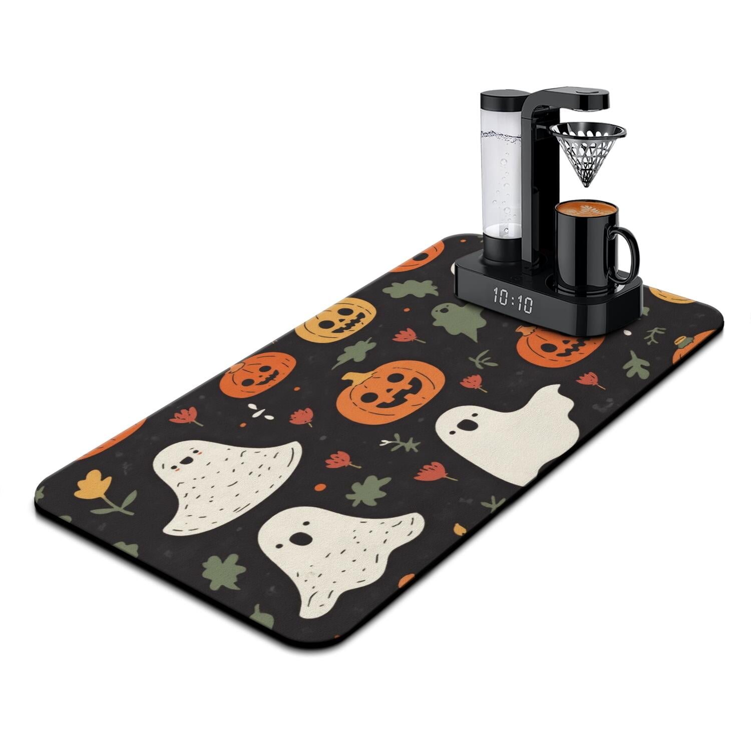 Halloween Pumpkin Ghost Dish Drying Mat for Kitchen Counter Horror ...