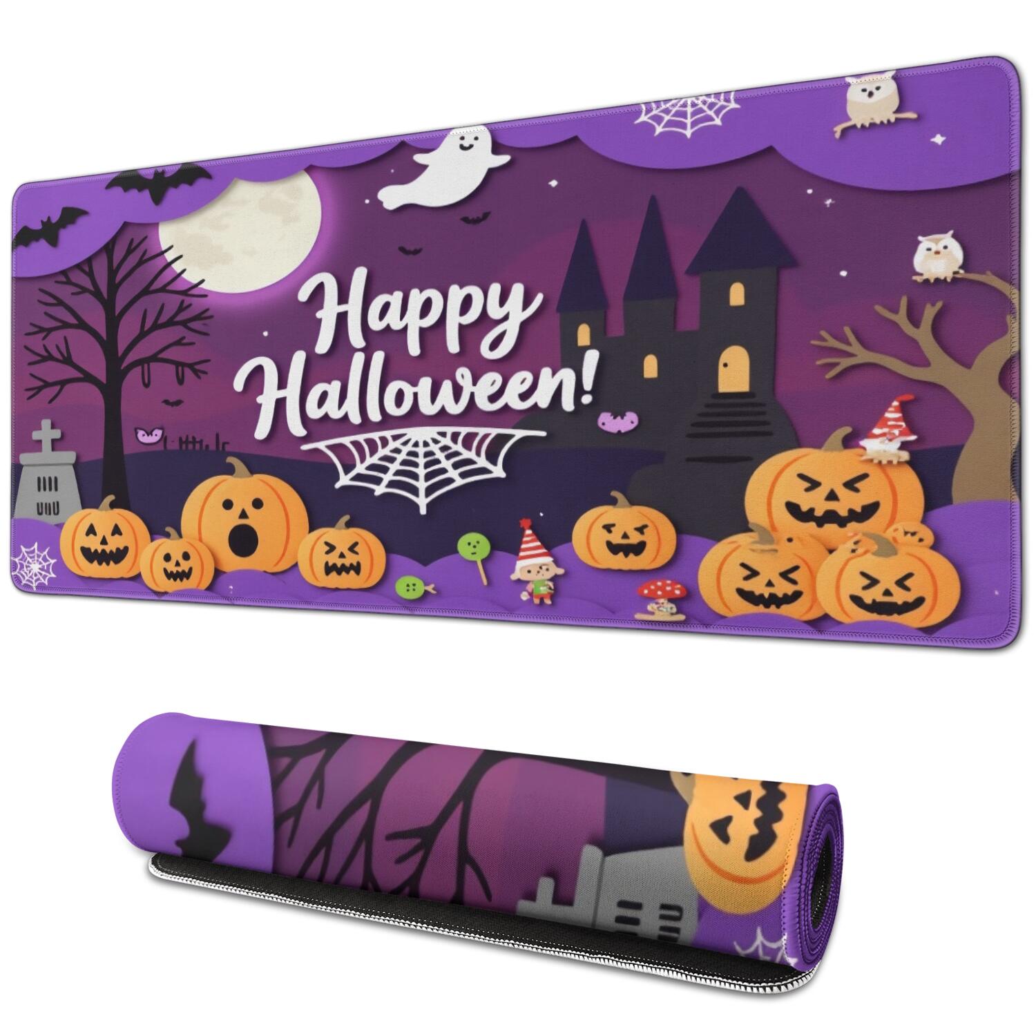 Halloween Pumpkin Ghost Mouse Pad,Rectangle Big NonSlip Rubber Base ...