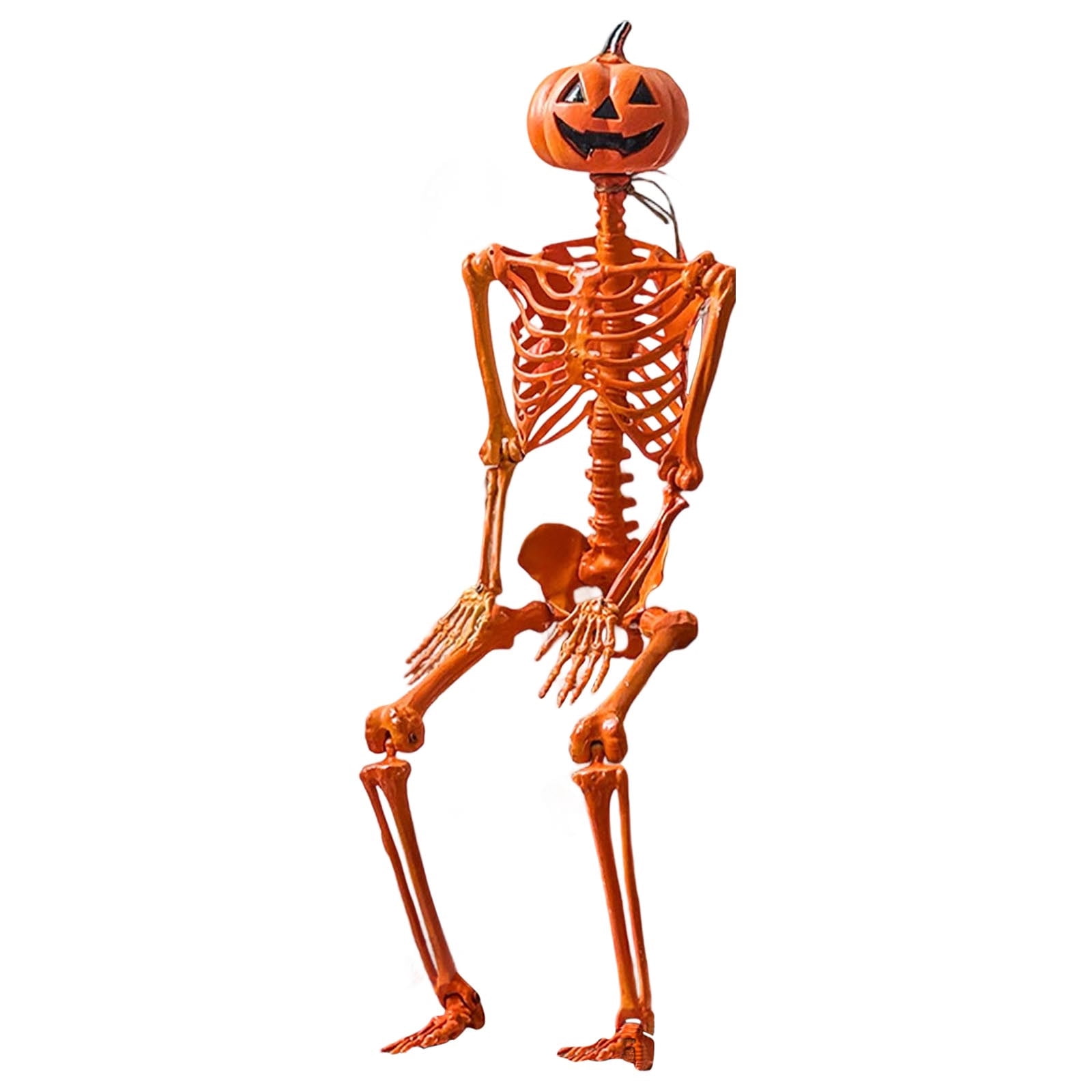 Halloween Pumpkin Head Skeleton Hanging Full Body Skeleton with Movable ...