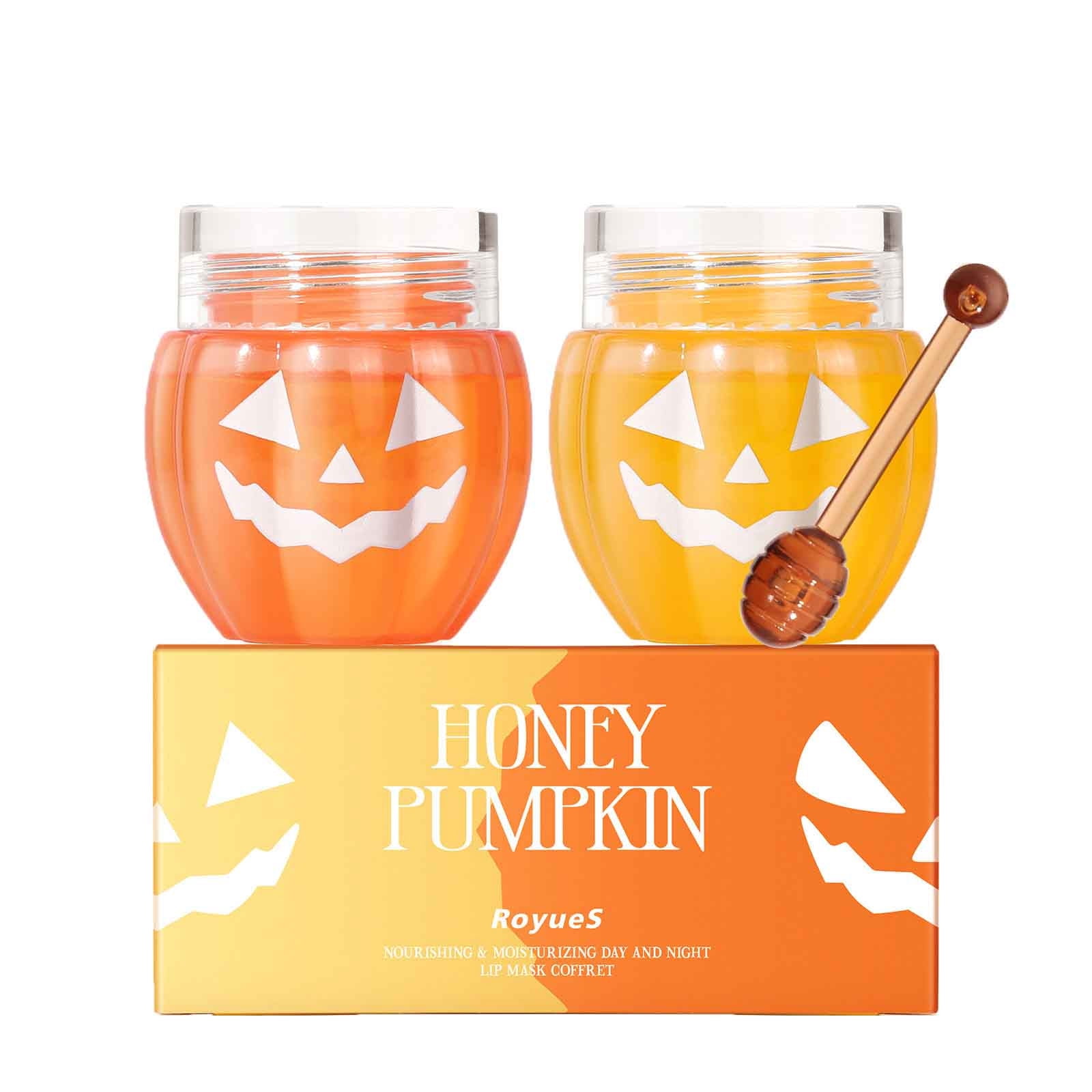Halloween Pumpkin Honey Lip Mask Set To Fade Lip Wrinkles Day And Night ...
