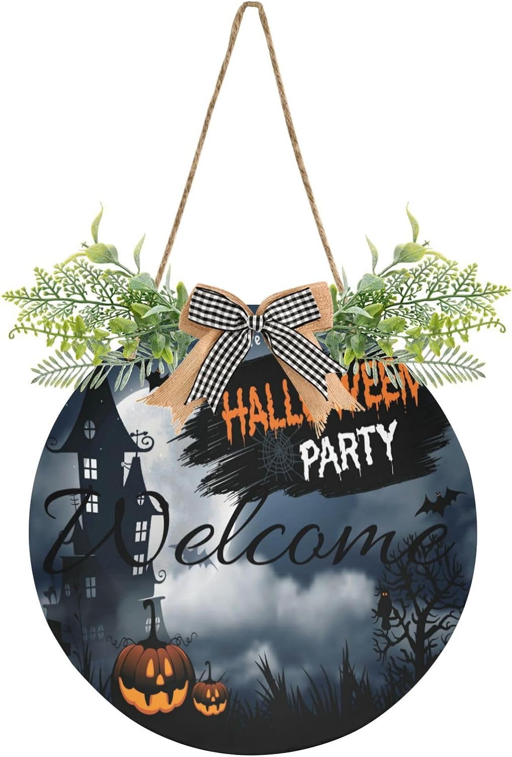 Halloween Pumpkin House Welcome Sign Front Door Round Wall Door Sign ...