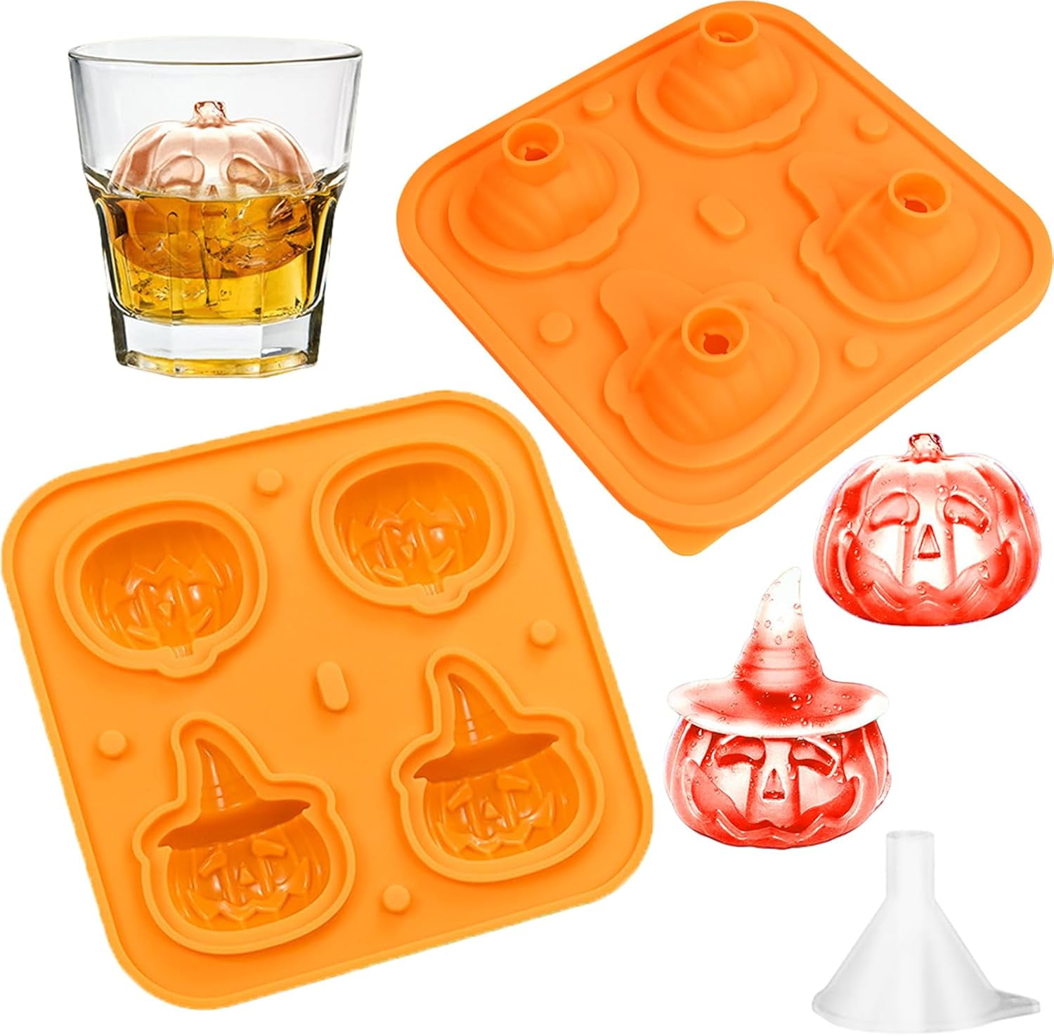 Halloween Pumpkin Ice Cube Mold 3D Ghost Ice Mold Cute Pumpkin Ice Cube ...
