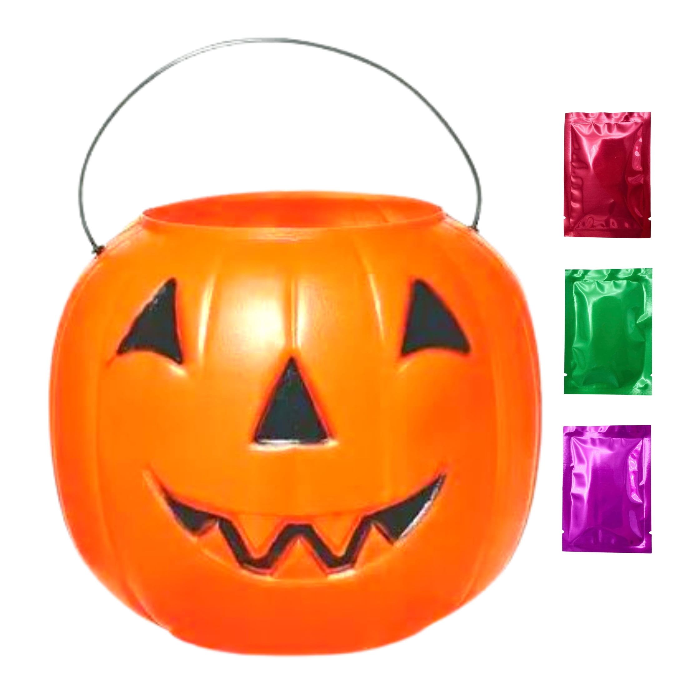 Halloween Pumpkin Jack O Lantern Candy Bucket 8 Inch Orange Plastic