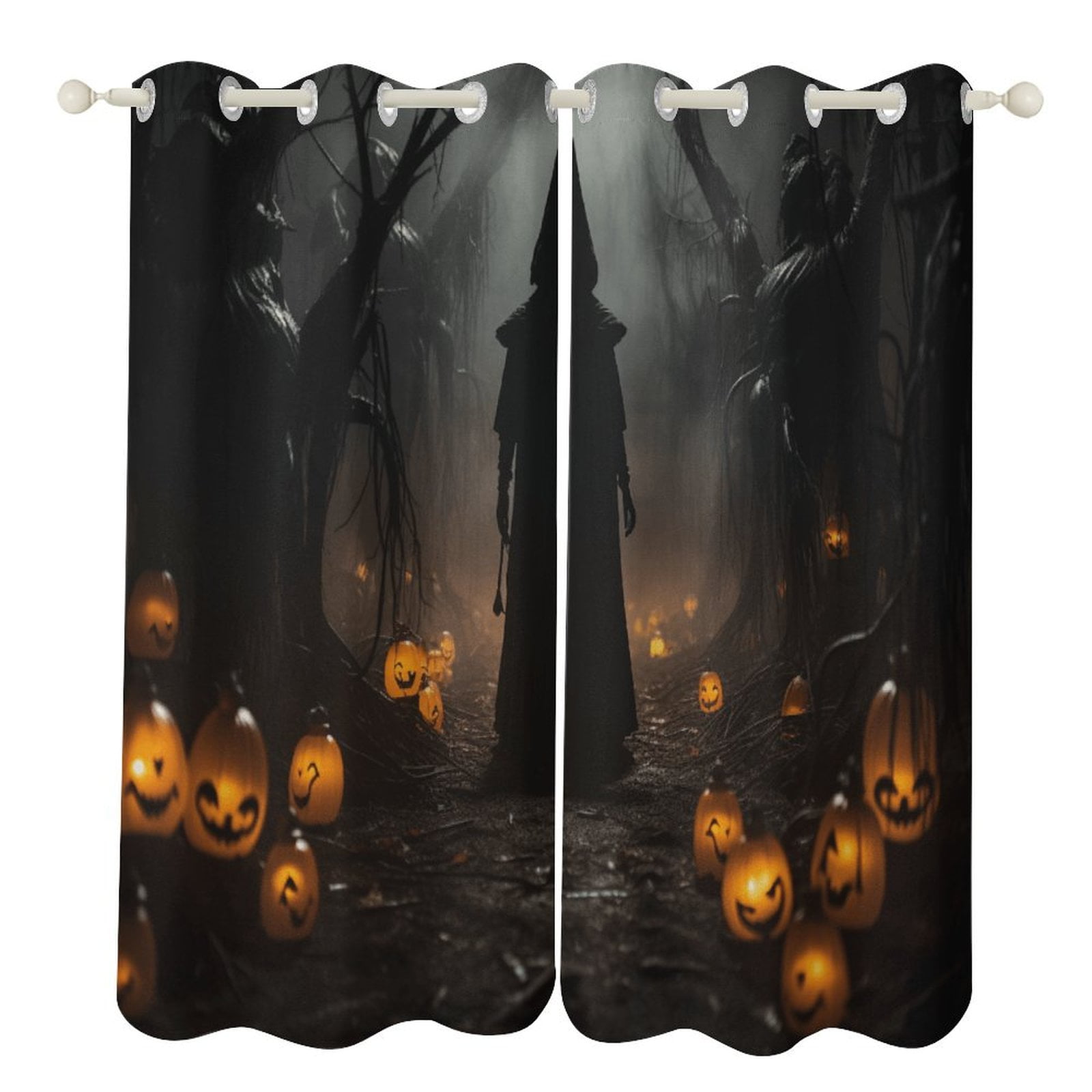 Halloween Pumpkin Lantern Bat Curtains Aesthetic Envrionmental Friendly ...