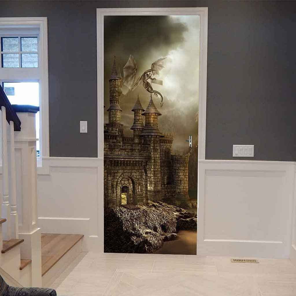 Halloween Pumpkin Lantern Door Stickers Horror Night Door Mural Sticker ...