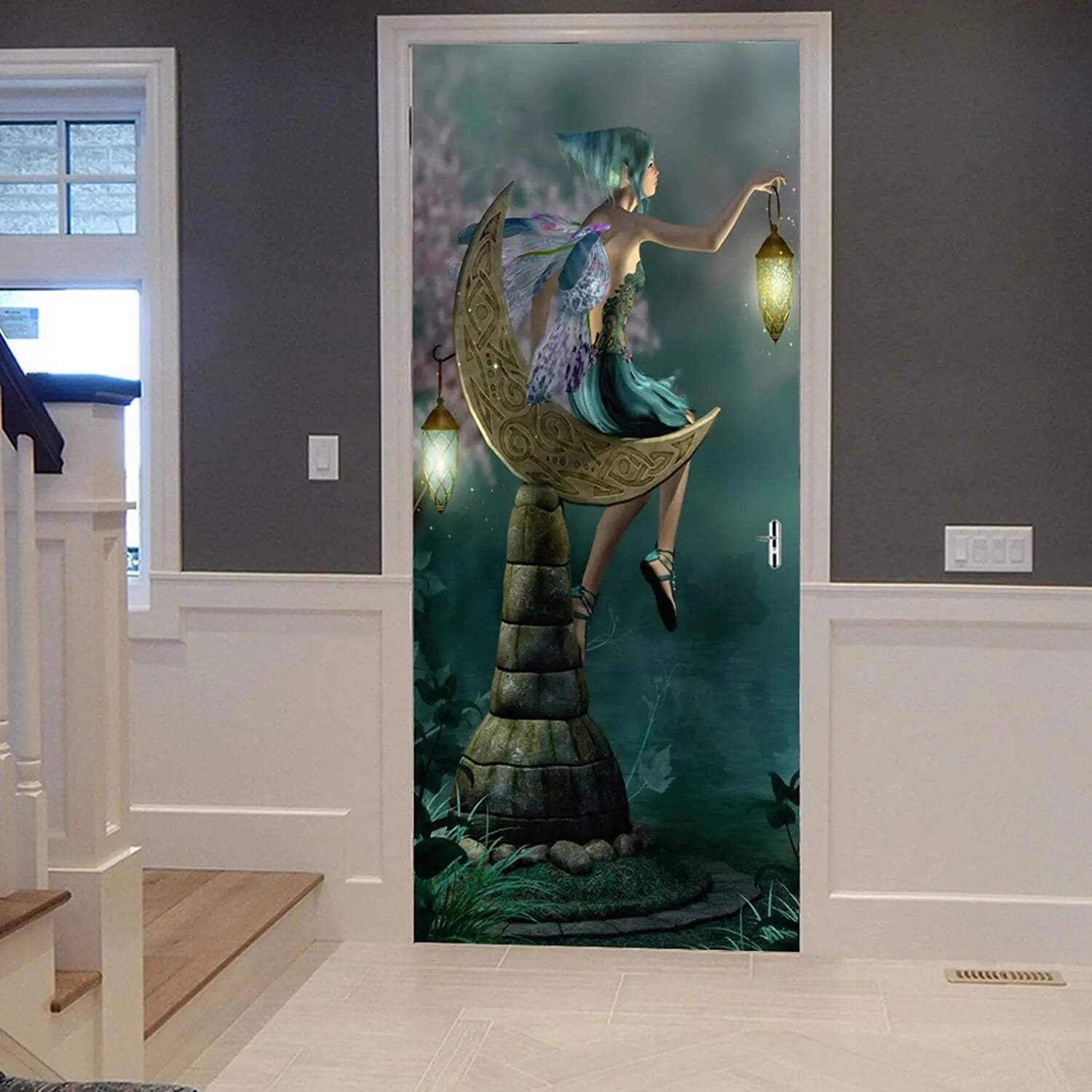 Halloween Pumpkin Lantern Door Stickers Horror Night Mural Sticker ...