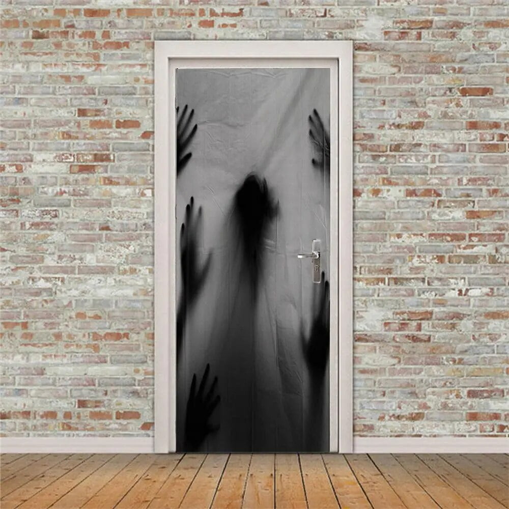 Halloween Pumpkin Lantern Door Stickers Horror Night Mural Sticker ...