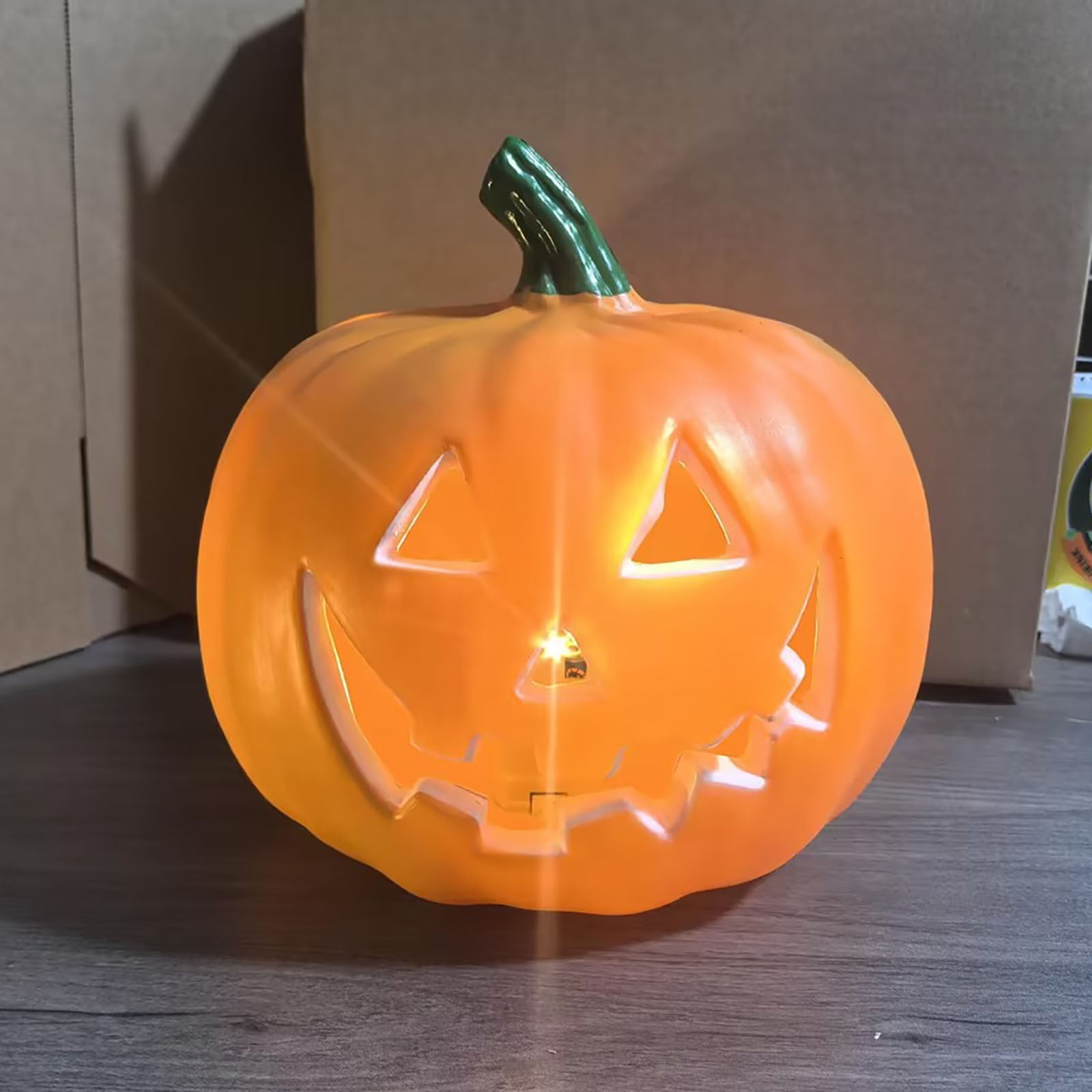 Halloween Pumpkin Lantern Prop | Glowing Hollowed Out Plastic ...