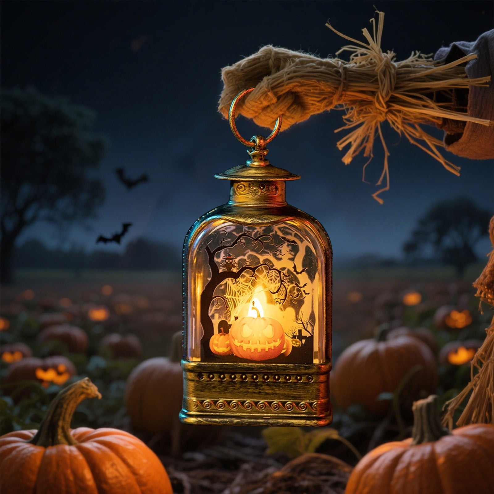 Halloween Pumpkin Musical Lantern Lighted Snow Globe Decorative Party ...