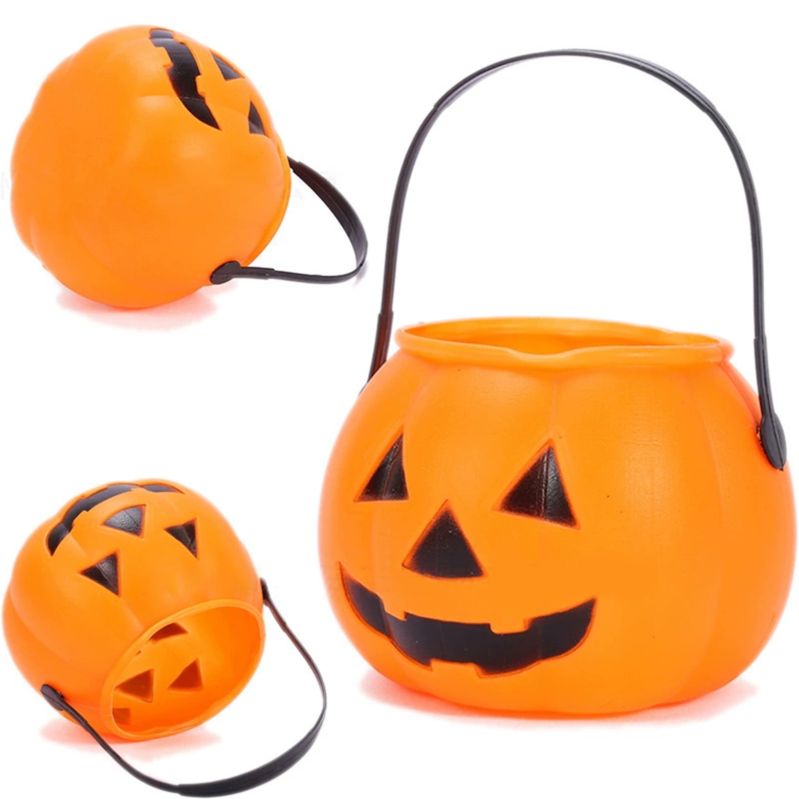 Halloween Pumpkin Pail Portable Trick Treat Candy Holder for Small ...