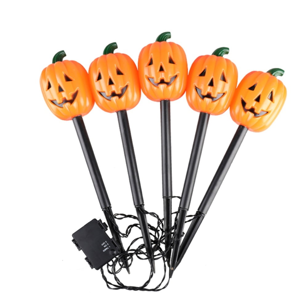 Halloween Pumpkin Pathway Lights Outdoor, Set of 5 Battery Powered ...