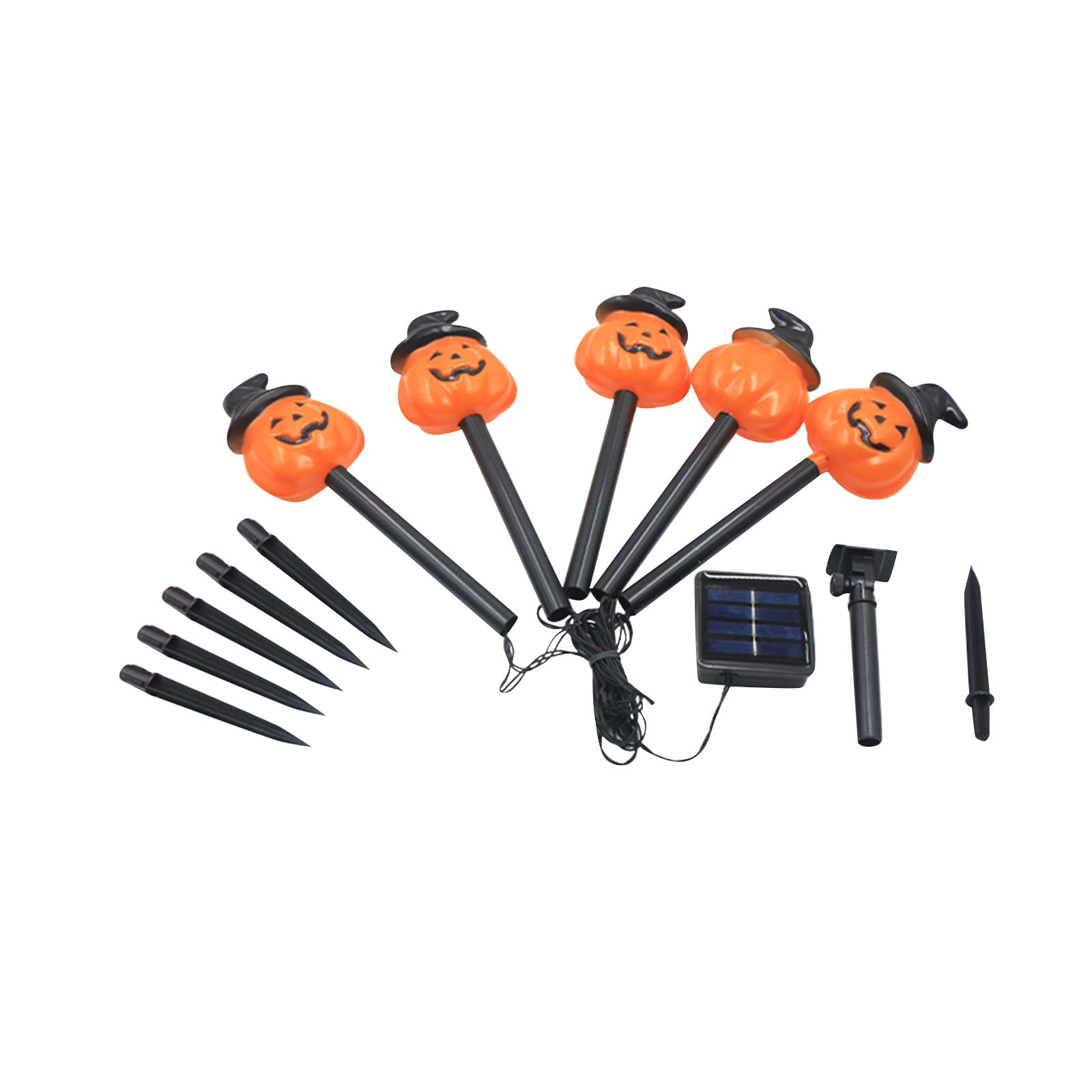 Halloween Pumpkin Pathway Lights (Set of 5) - Solar Powered Outdoor ...