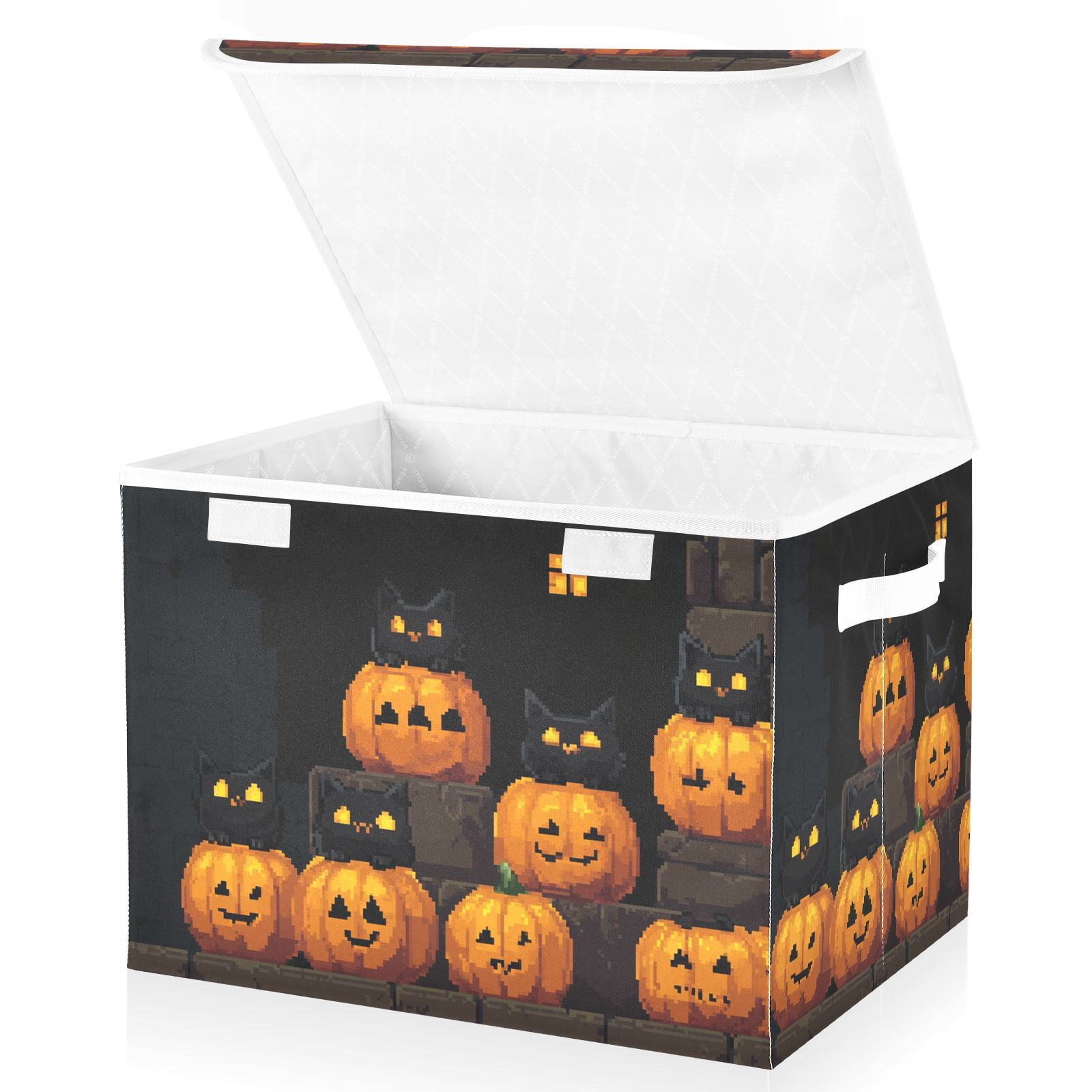 Halloween Pumpkin Pixel Storage Basket for Shelves Foldable Container ...