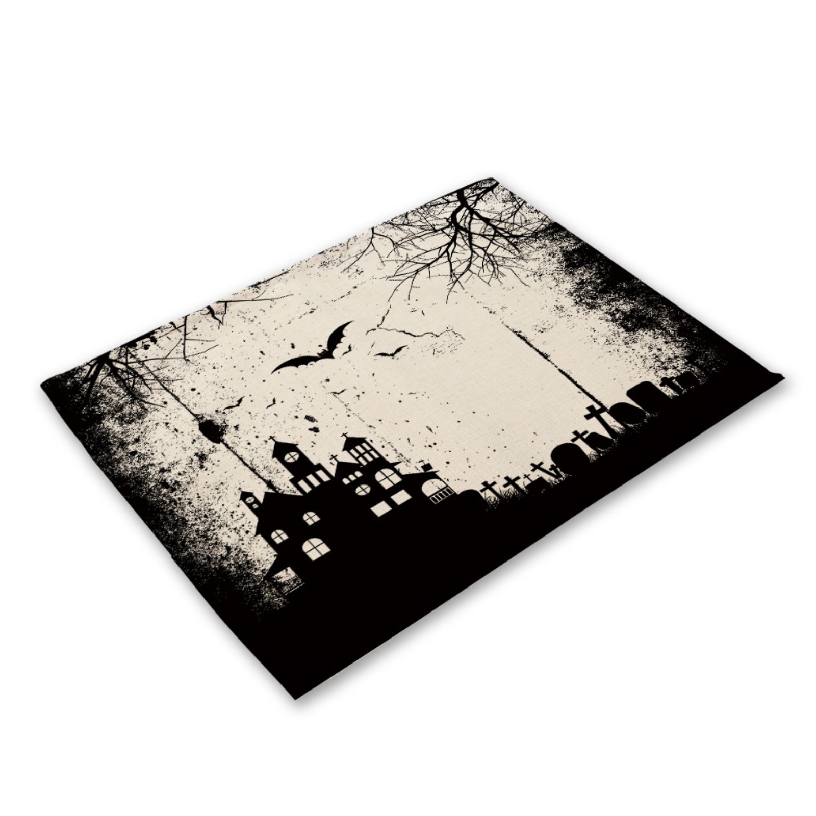 Halloween Pumpkin Placemats Table Mats,Spooky Ghost Black Cat Witch Bat ...