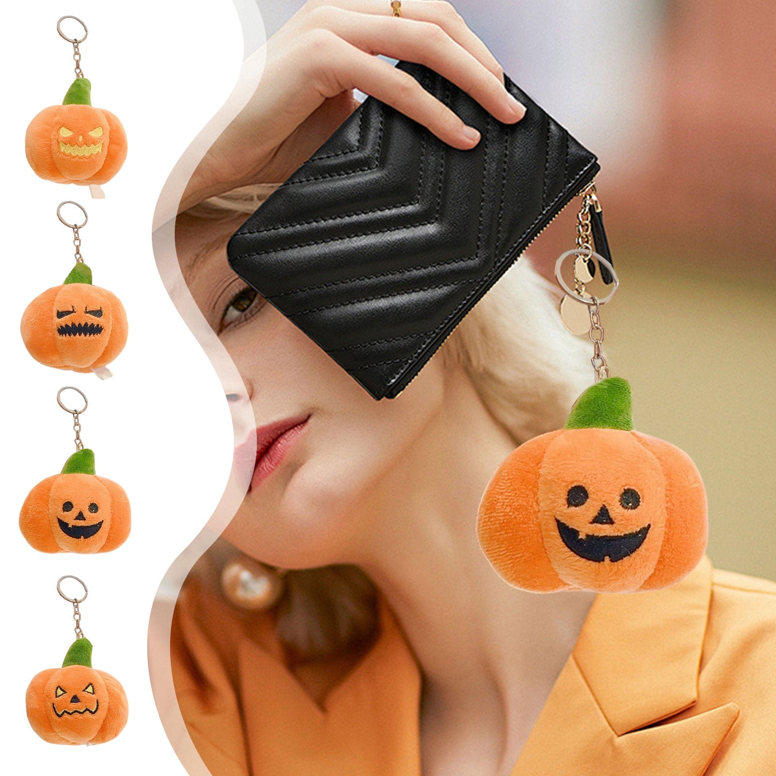 Halloween Pumpkin Plush Keychain Quirky Cute Keychain Pendant Halloween ...