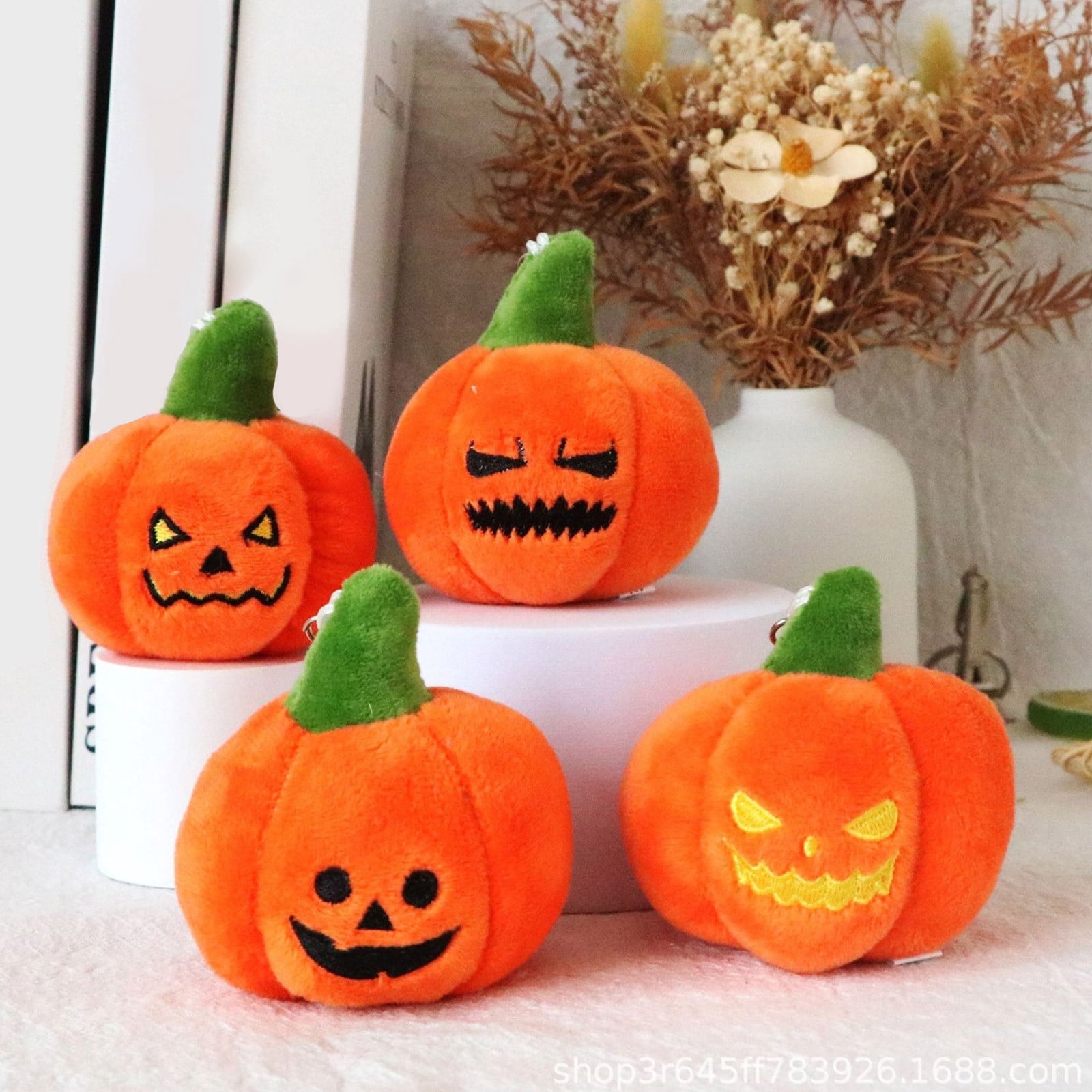 Halloween Pumpkin Plush Toys - 4 Adorable Stuffed Animals (3.15in ...