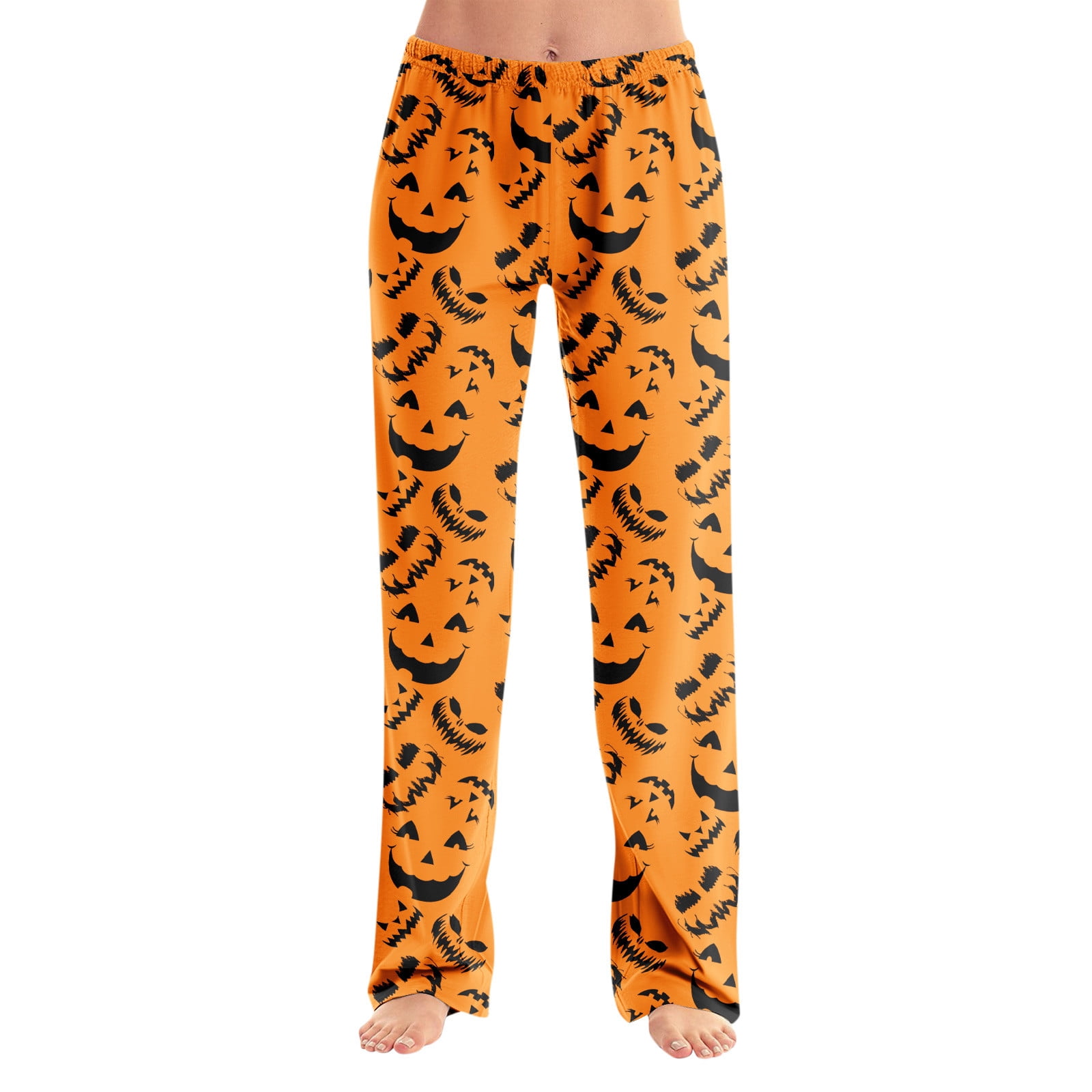 Halloween Pumpkin Printed Pajama Pants for Women, Soft Comfy Elastic ...