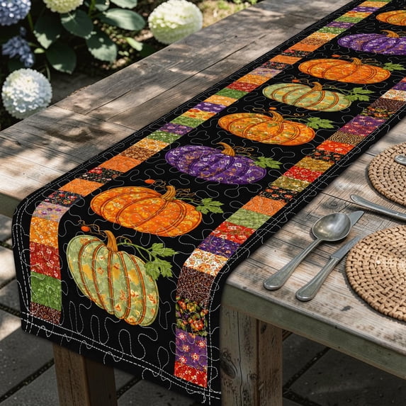 Halloween Pumpkin Quilt Table Runner, Fall Harvest Table Decor ...