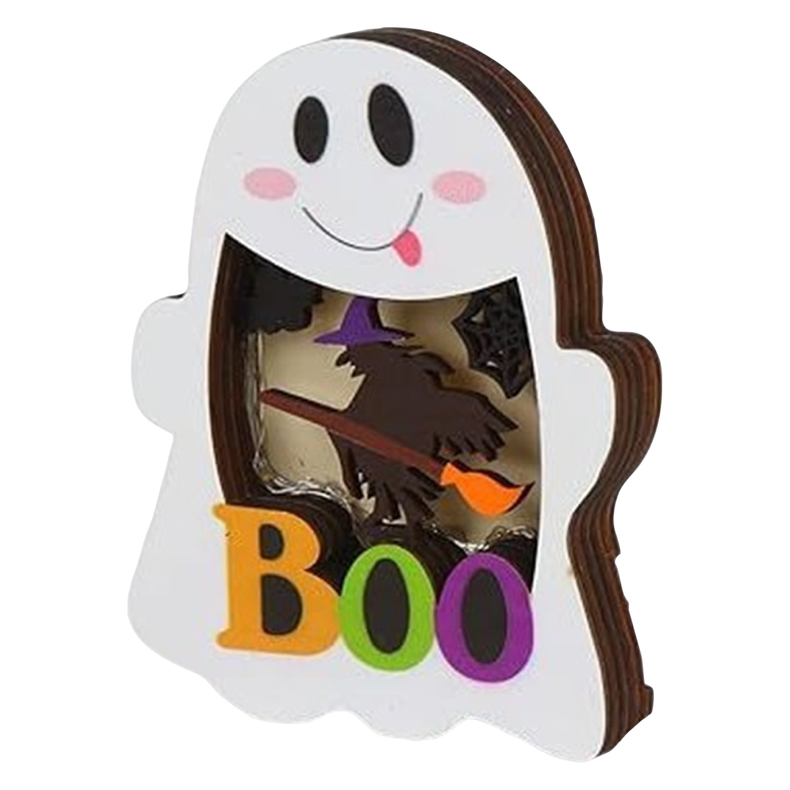 Halloween Pumpkin Shaped Wooden Tabletop Decoration with LED Lights ...