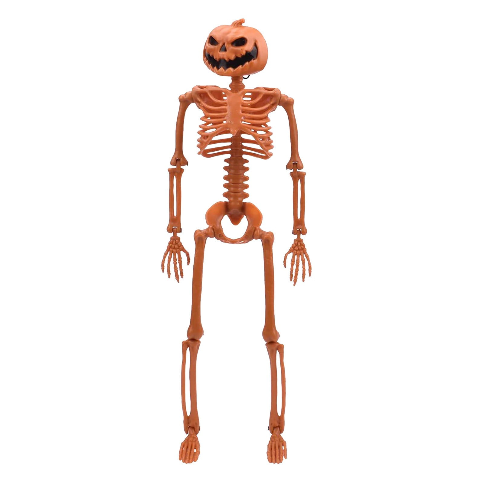 Halloween Pumpkin Skeleton Decoration – 16 Inch Poseable Orange ...