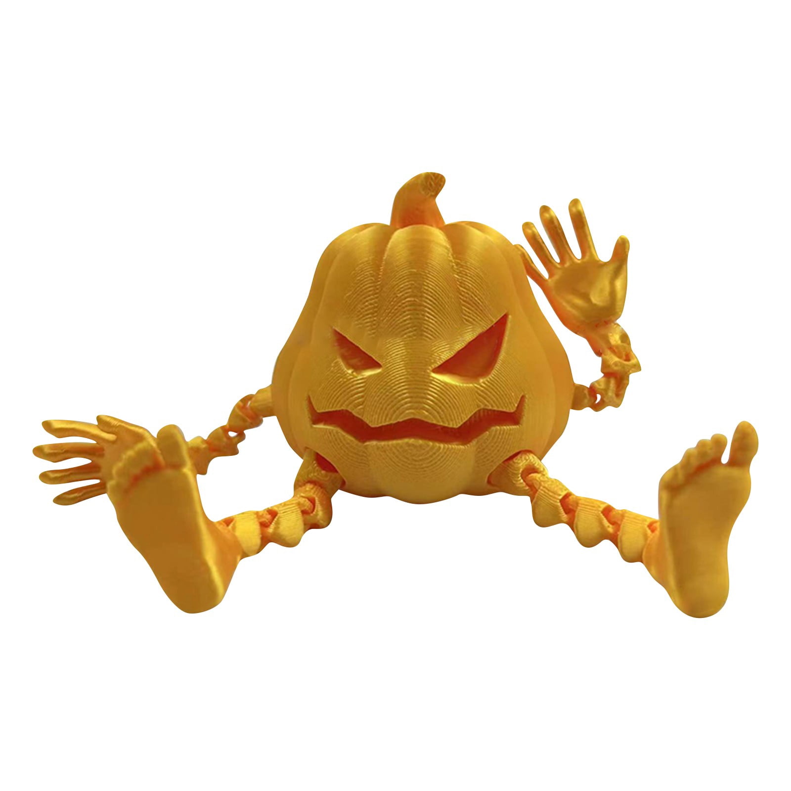 Halloween Pumpkin Skeleton Figurine with Movable Limbs Spooky Decor for ...