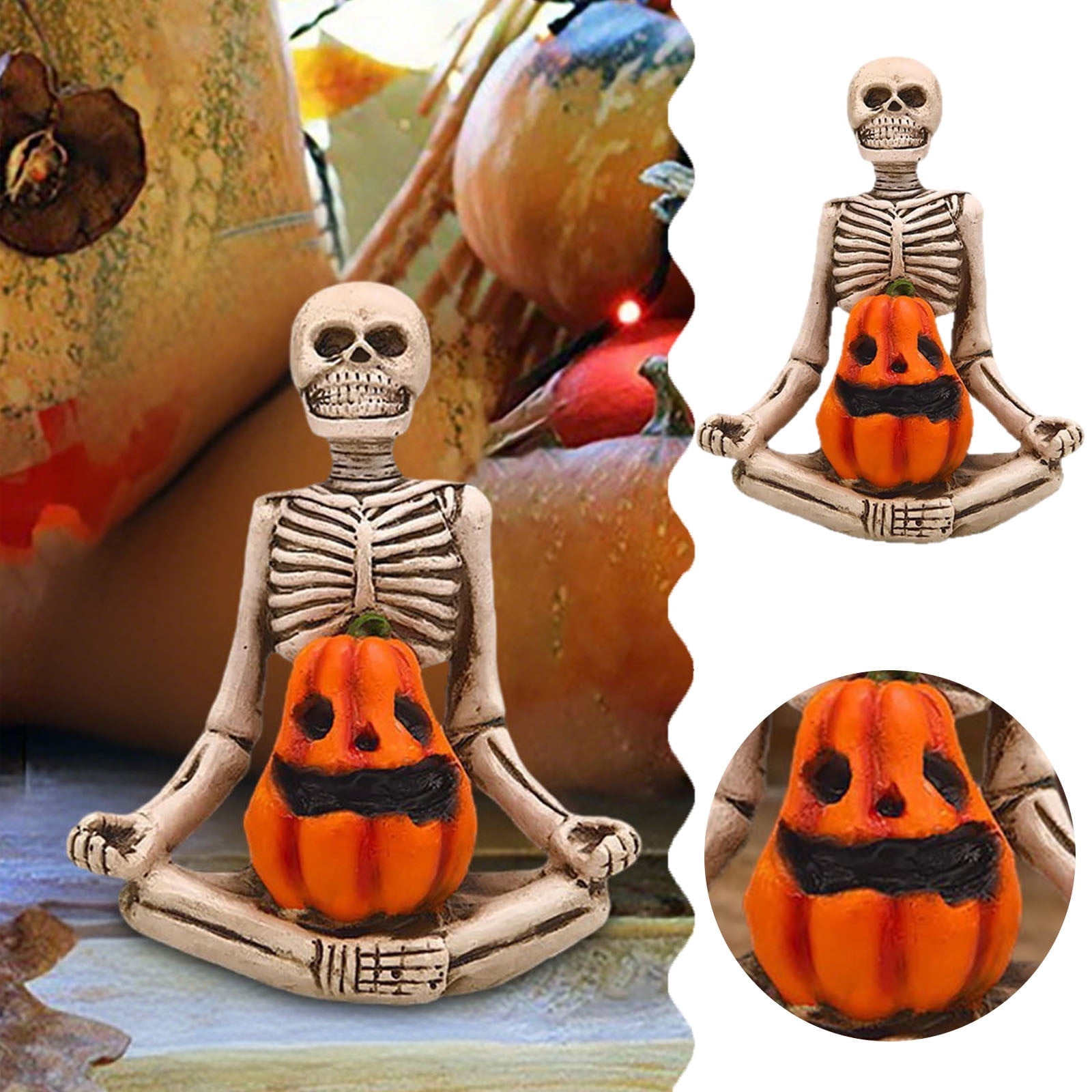 Halloween Pumpkin Skeleton Resin Ornament Gothic Desktop Decoration ...