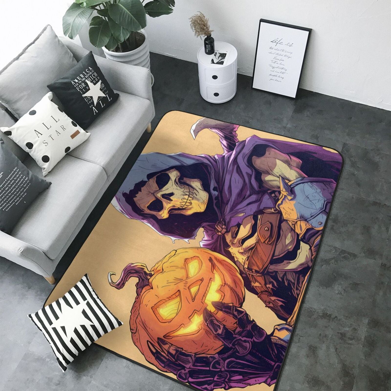 Halloween Pumpkin Skull Area Rugs for Living Room Bedroom, 5x7 Soft ...
