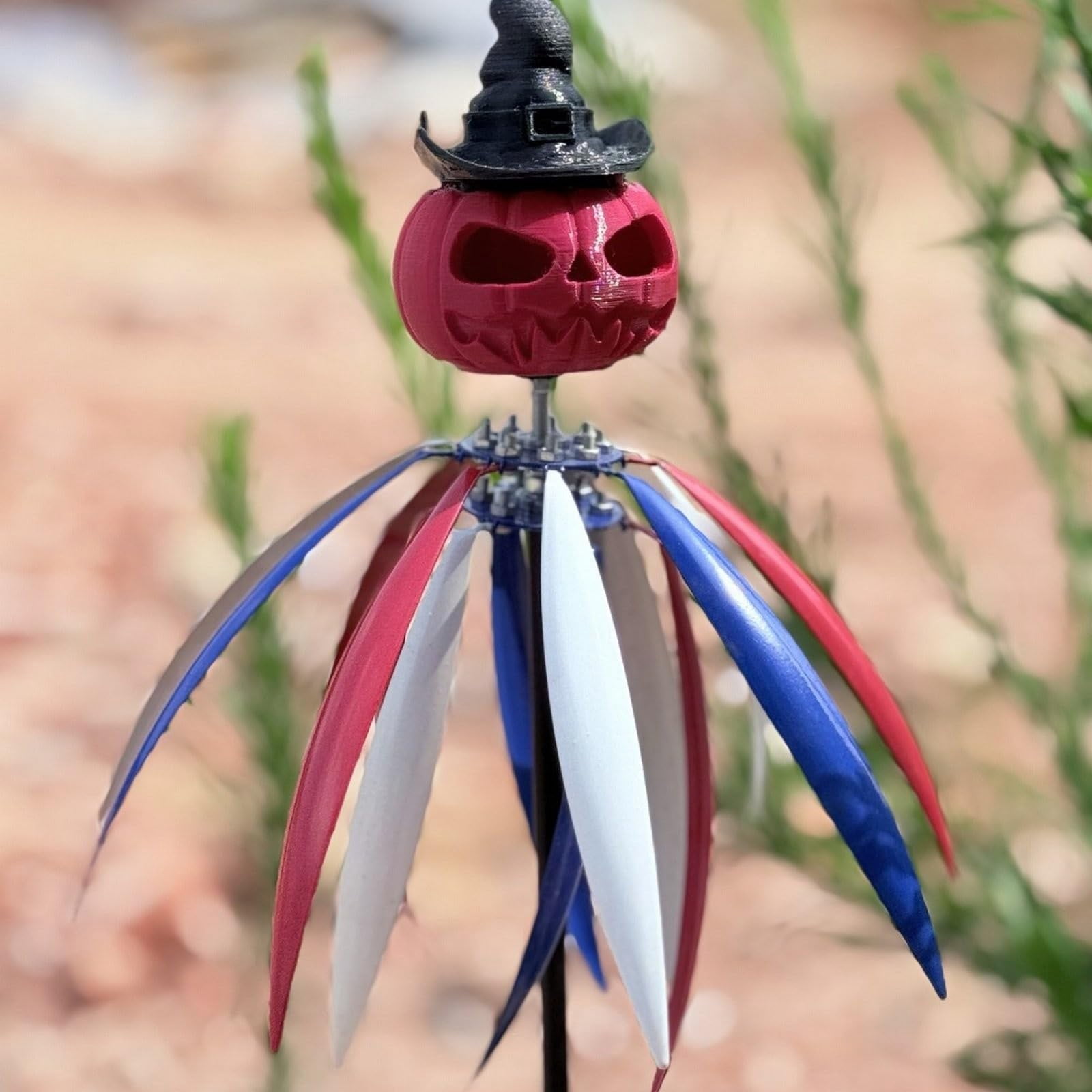 Halloween Pumpkin Skull Wind Spinner Outdoor Metal Windmill Decor ...
