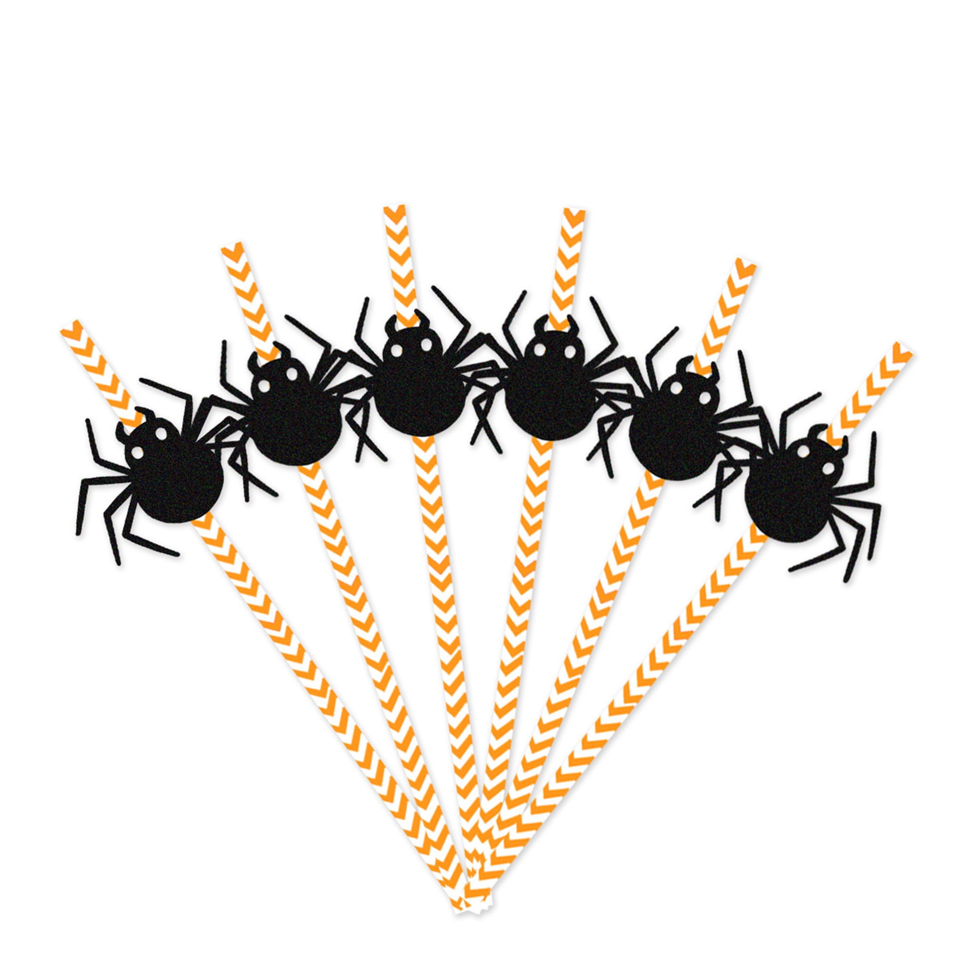 Halloween Pumpkin Spider Skeleton Disposable Paper Drinking Straws ...