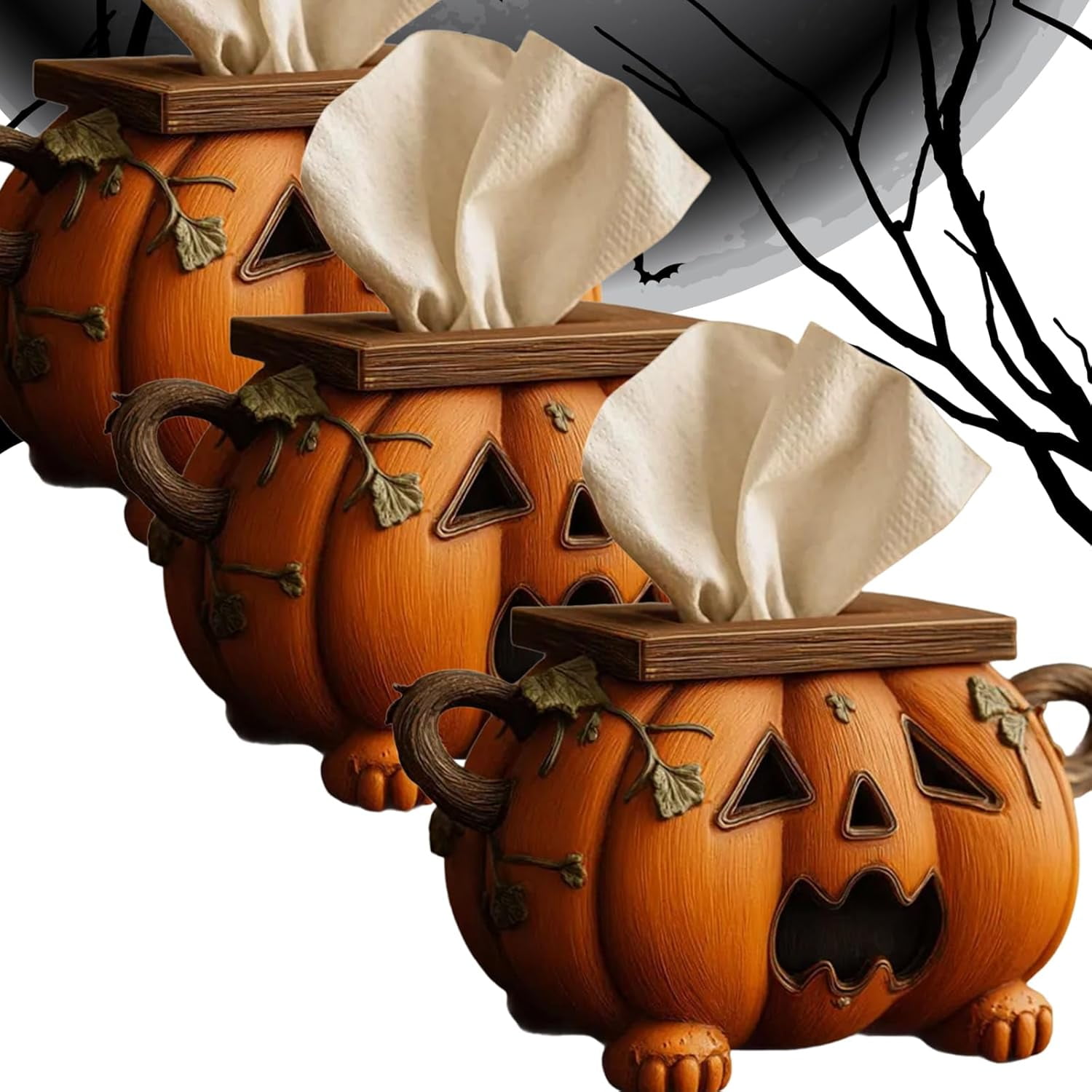Halloween Pumpkin Tissue Box Holder - Jack-O’-Lantern Spooky Style ...
