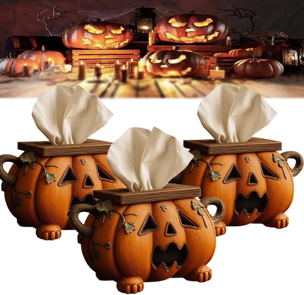 Halloween Pumpkin Tissue Box Holder,New Jack-O’-Lantern Tissue ...