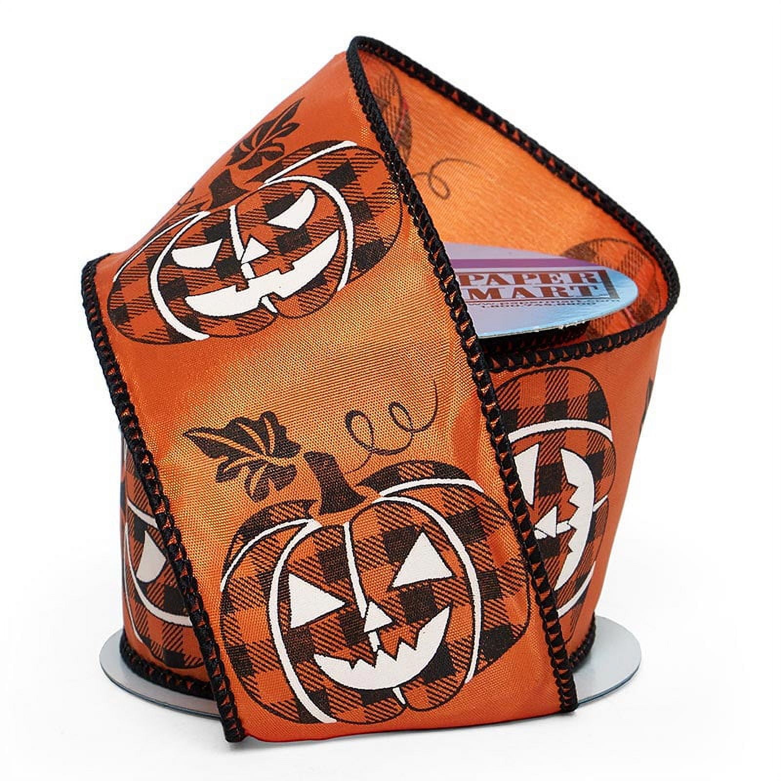 Halloween Pumpkin Wired Ribbon - Orange - Roll 1 | Width: 2 1/2''" by ...