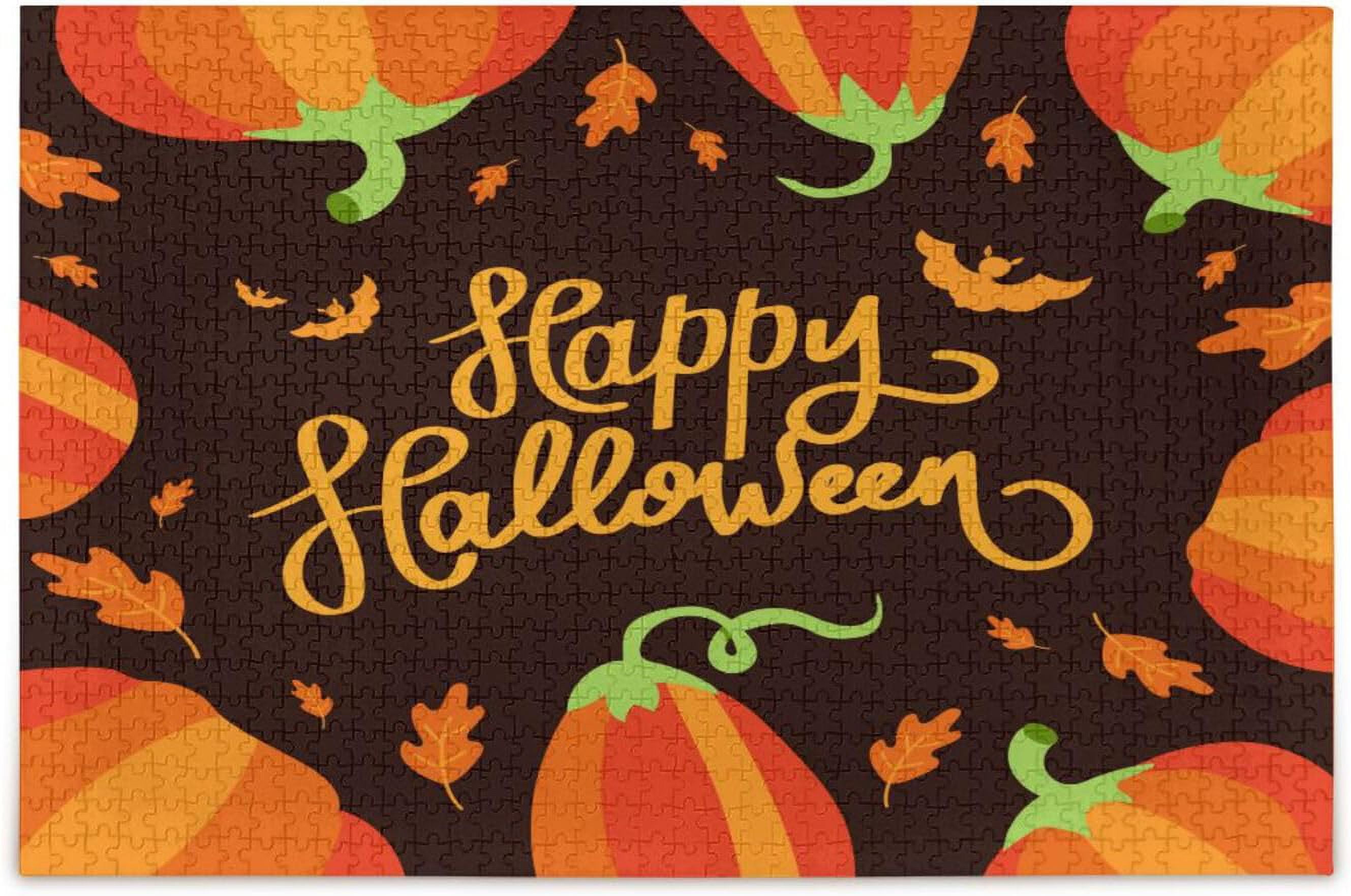 Halloween Pumpkin and Bats Jigsaw Puzzle 1000 Pieces, Die-Cut Puzzle ...