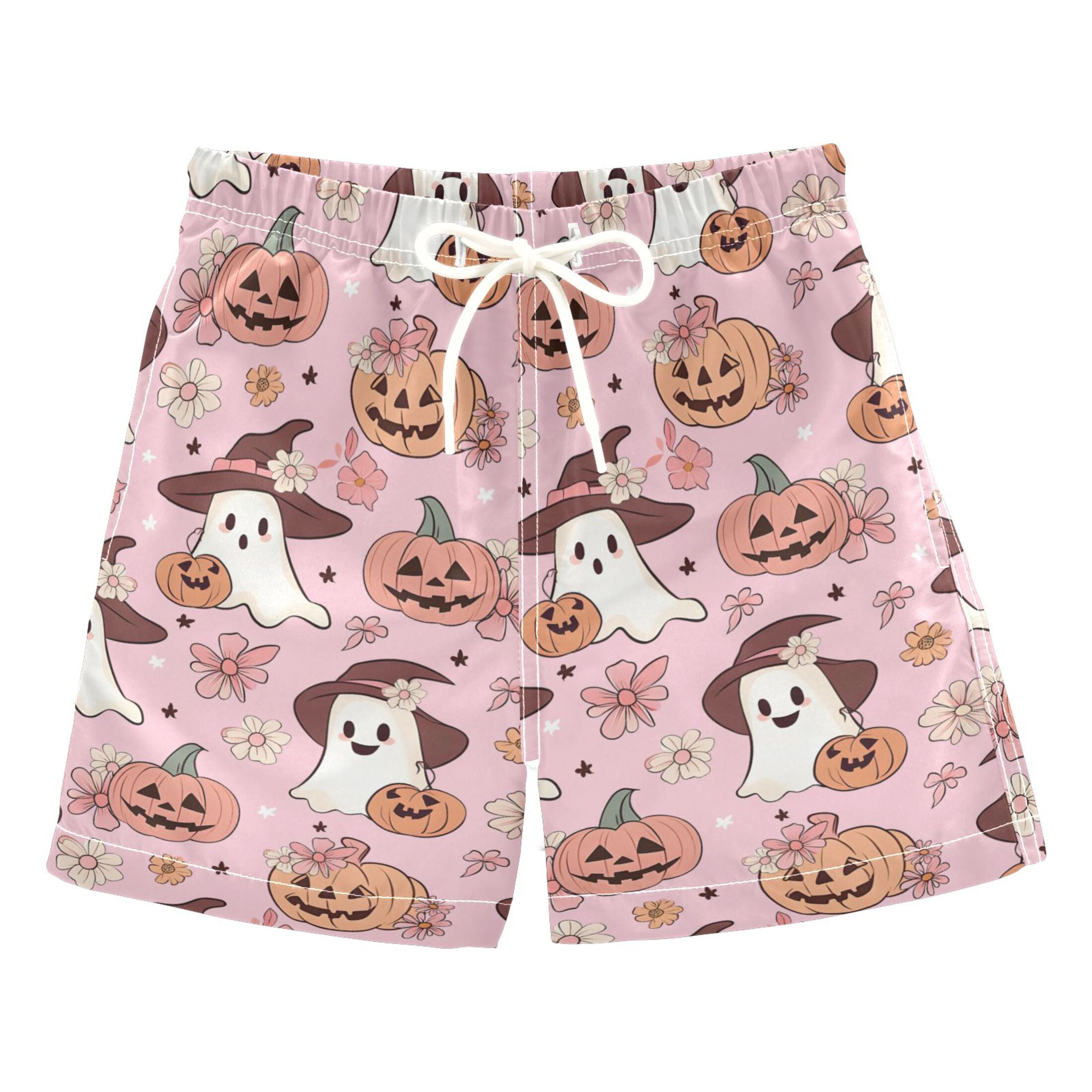 Halloween Pumpkin and Ghost Swim Trunks Quick Dry Beach Pool Board ...