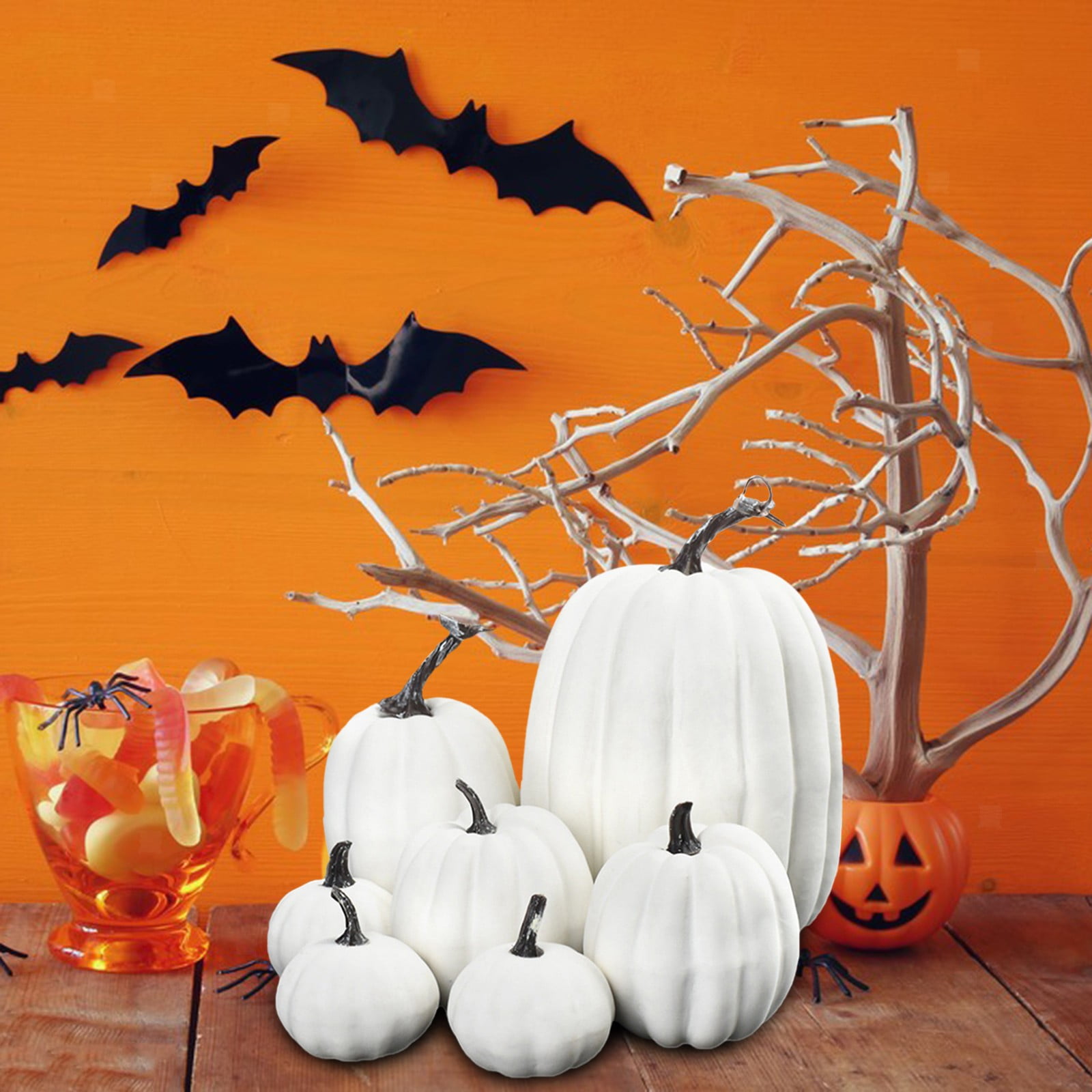 Halloween Pumpkins 7Pcs Carvable Foam Pumpkin Model Artificial Craft ...