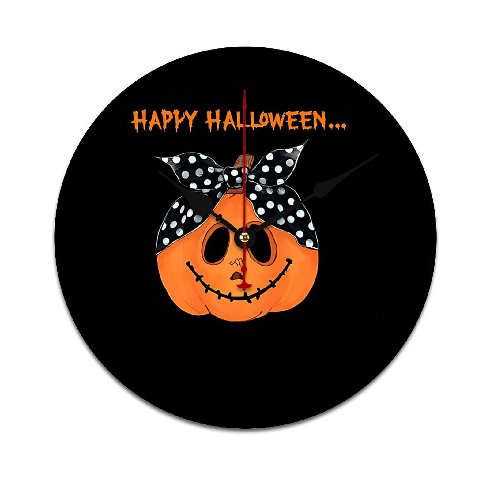 Halloween Pumpkins And Bats Word Saying Big Wall Clock Home Decor Art ...