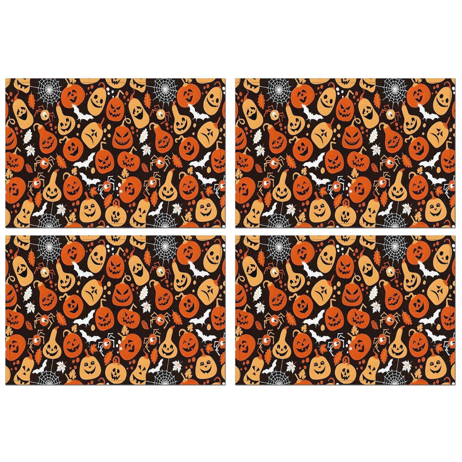 Halloween Pumpkins Bats and Spider Webs Summer Placemats Table ...