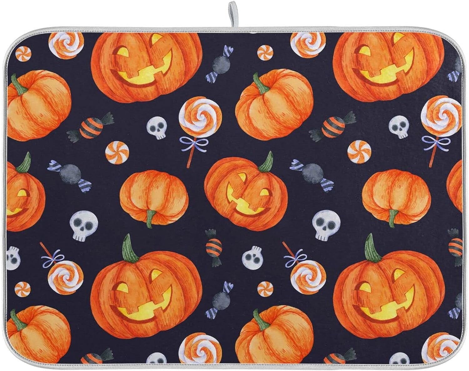 Halloween Pumpkins Candy Dish Drying Mat for Kitchen Counter 16 x 18 ...