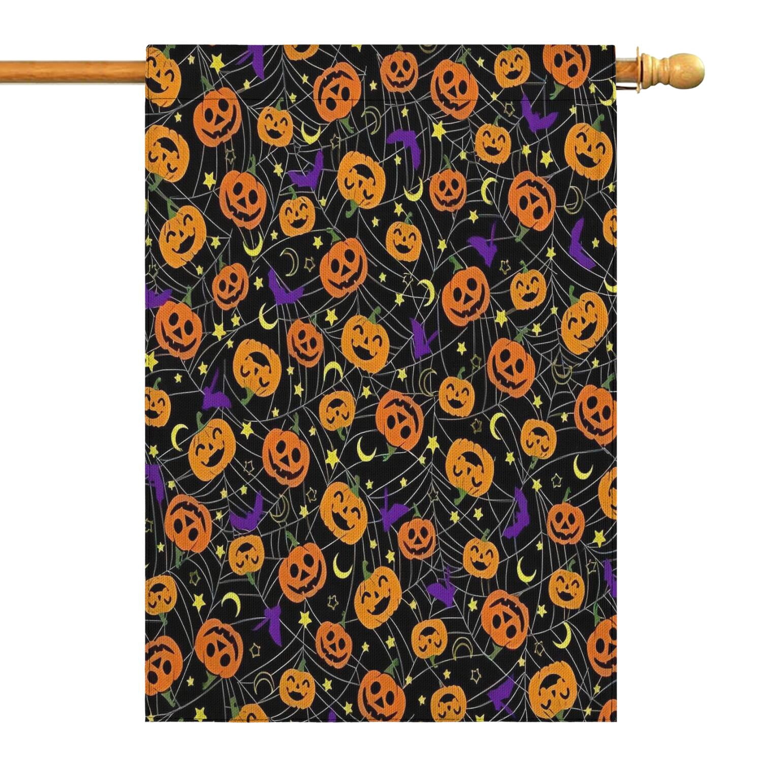 Halloween Pumpkins and Spider Webs Fall Garden Flags 28"x40" Double ...