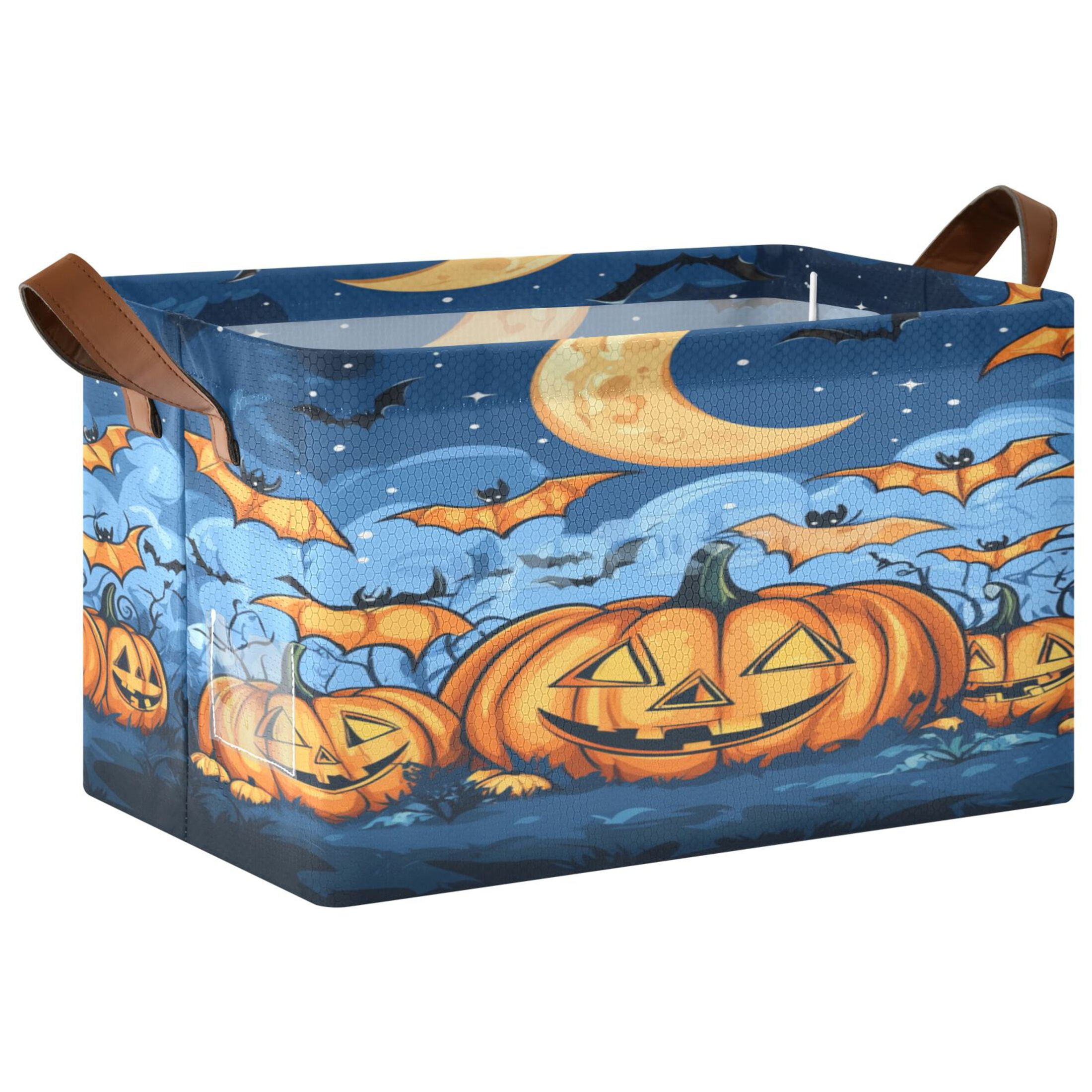 Halloween Pumpkins Storage Basket Soccer Plaid Fabric Hoard Box ...