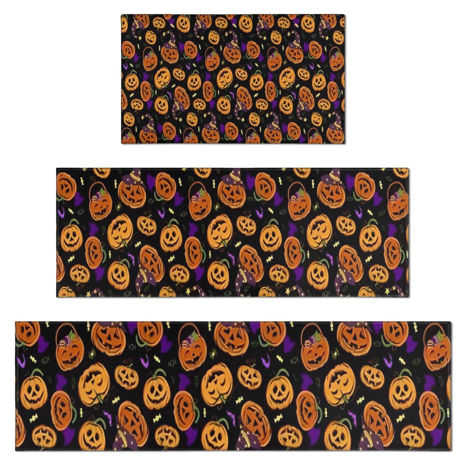 Halloween Pumpkins with Witch Hats Kitchen Rugs Sets Of 3,Kitchen ...