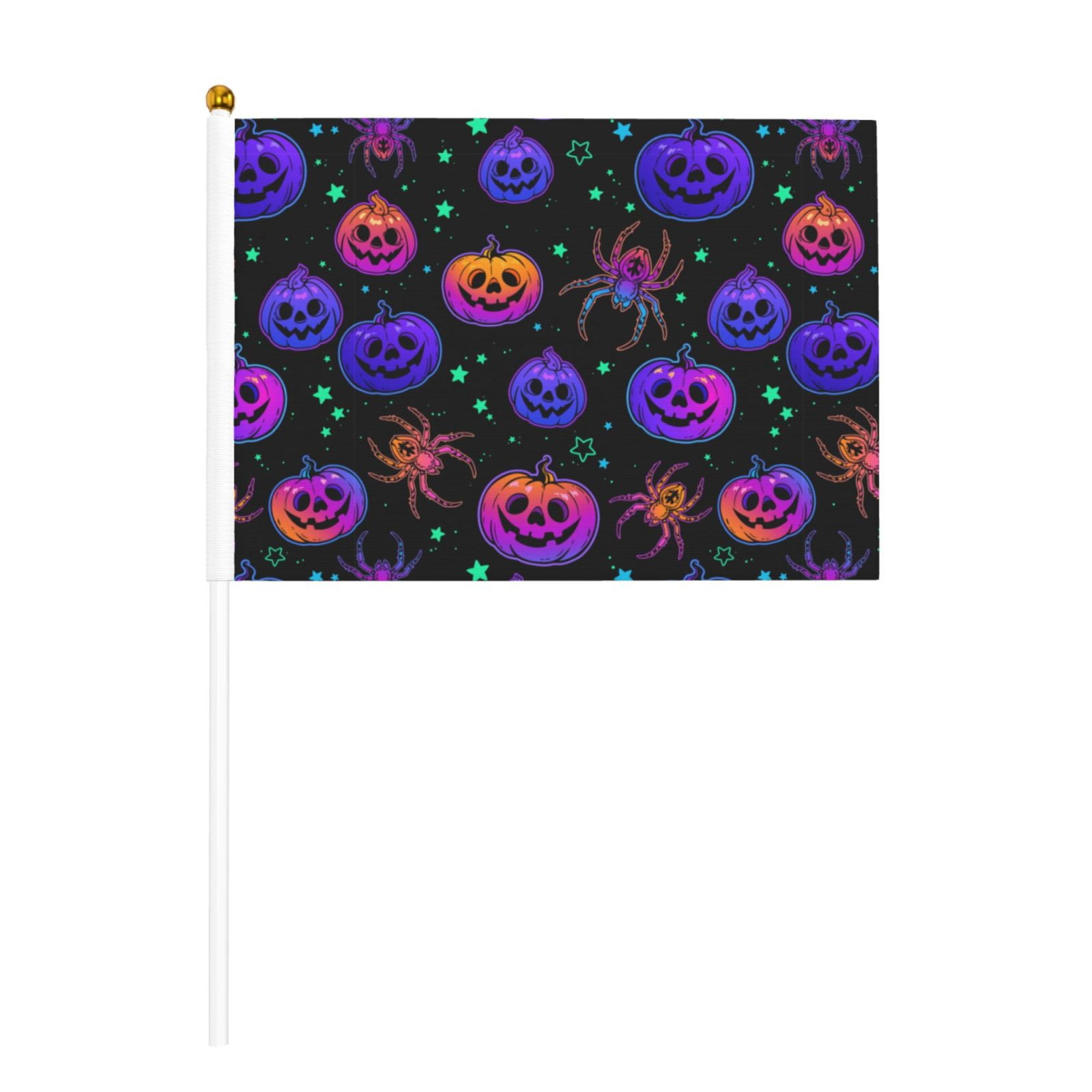 Halloween Purple Pumpkin Bat Scary Themed Flag Small Mini Hand Held ...